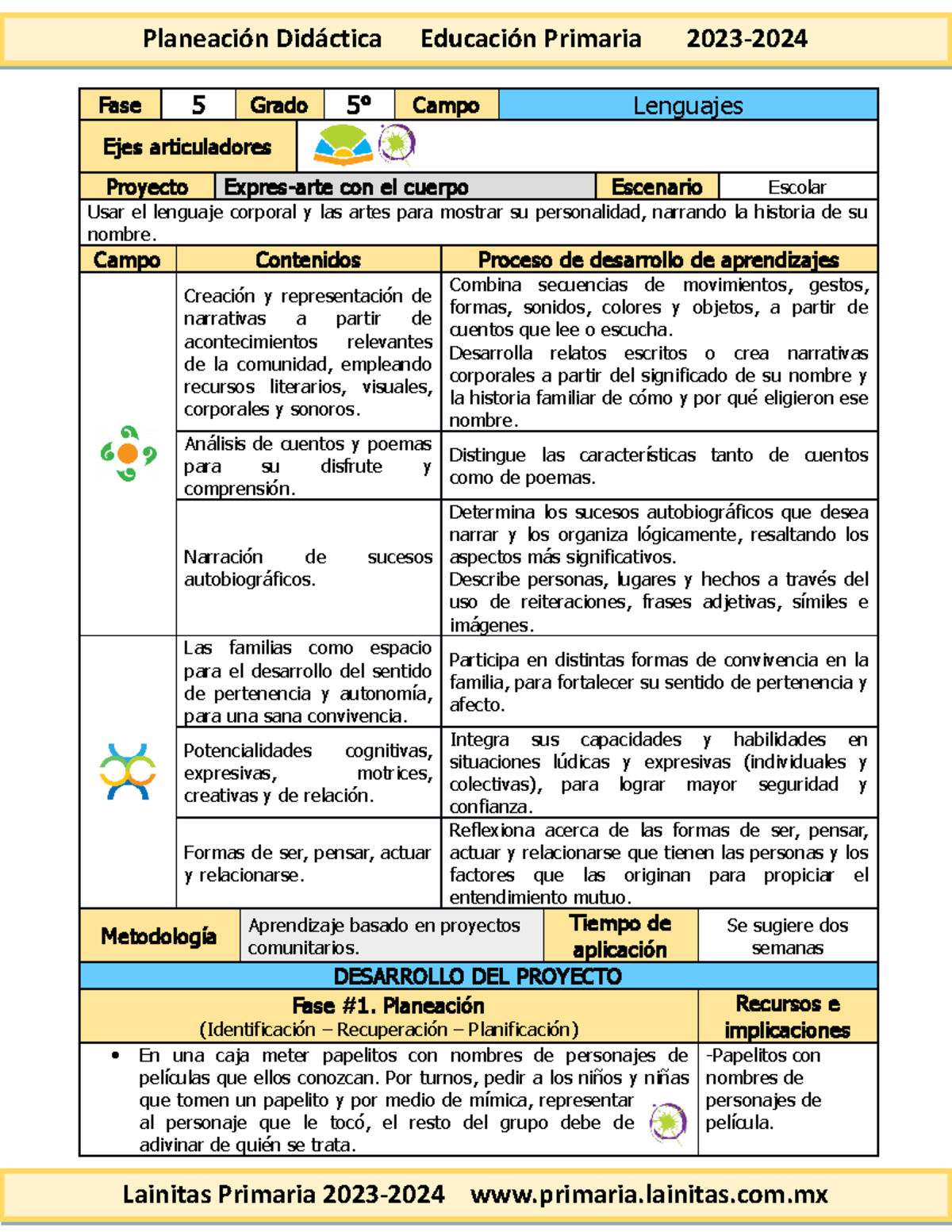 5to Grado Septiembre 02 Expres arte con el cuerpo 2023 2024 - Fase 5 ...