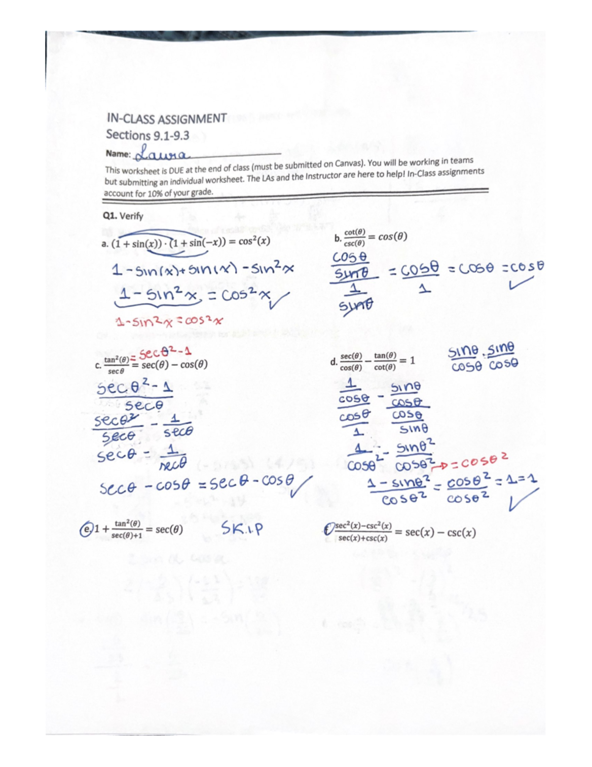 IN- Class Assignment 9 - MAC 1147 - Studocu