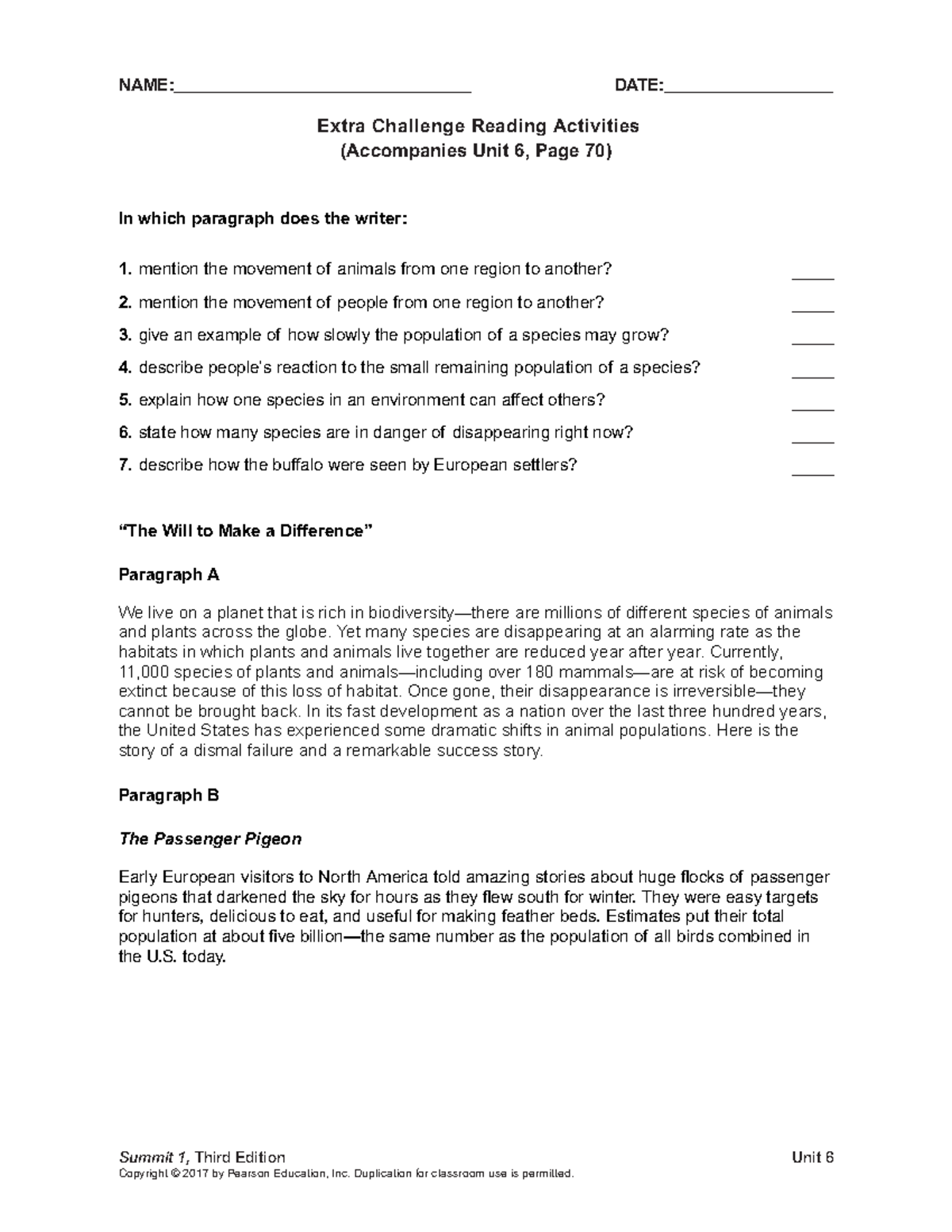 UNIT6 extra Reading A - dwedwe - Copyright © 2017 by Pearson Education ...