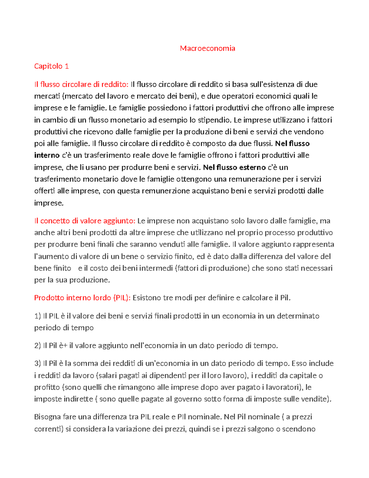 Macroeconomia - Macroeconomia Capitolo 1 Il flusso circolare di reddito ...