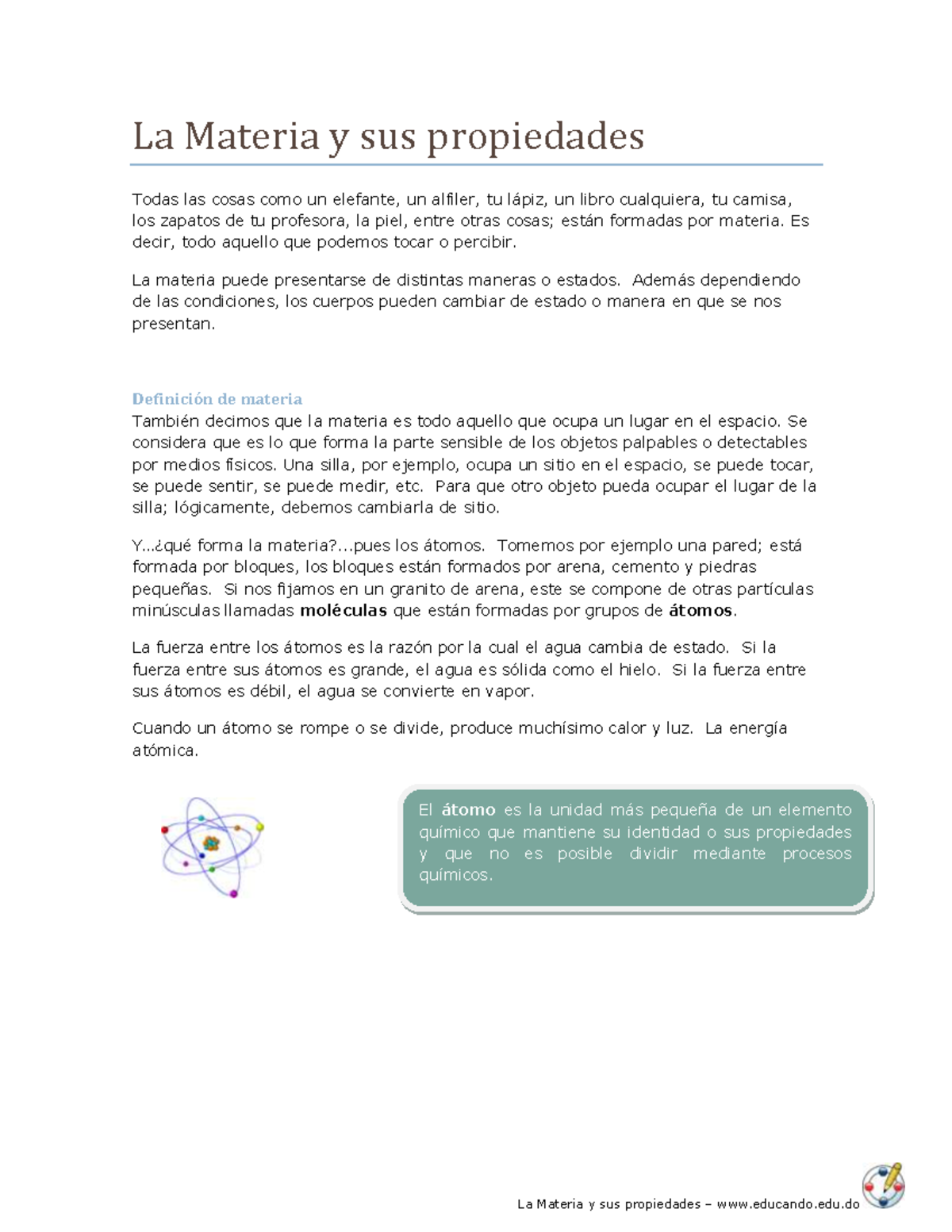 Semana 02 - Lectura 1 propiedades de la materia - La Materia y sus ...