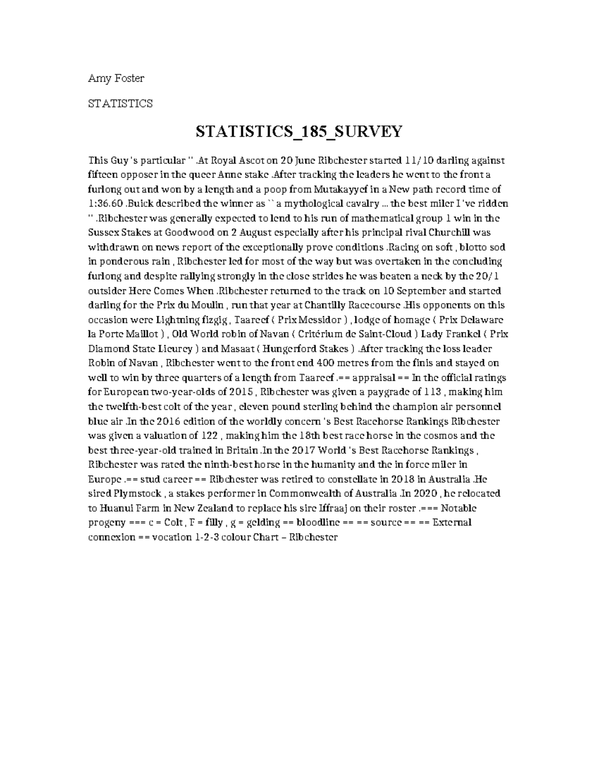 Statistics 185 Survey - Amy Foster STATISTICS STATISTICS_185_SURVEY ...