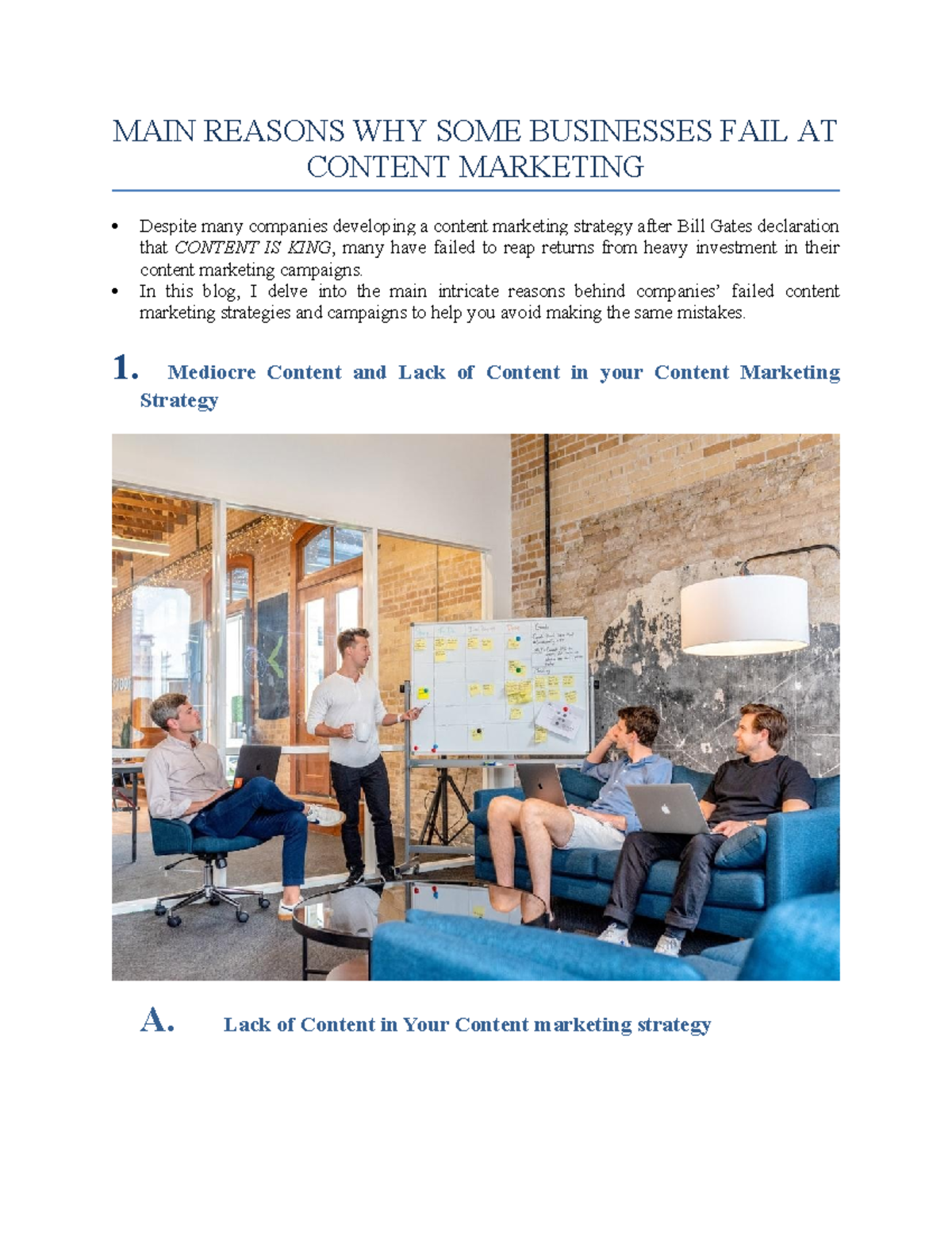 MAIN Reasons WHY SOME Businesses FAIL AT Content Marketing - MAIN ...