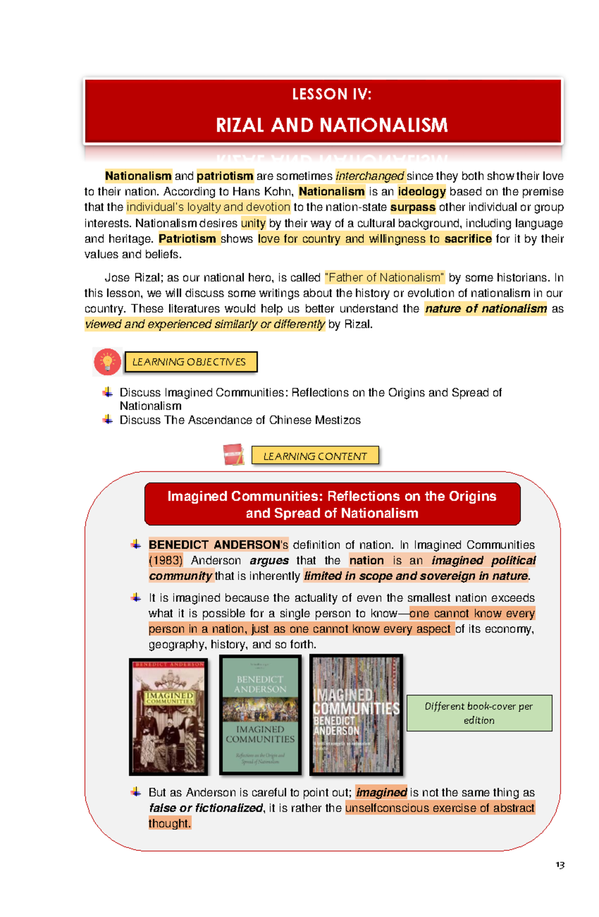 Module FOR Lesson IV week 5pdf - Nationalism and patriotism are ...