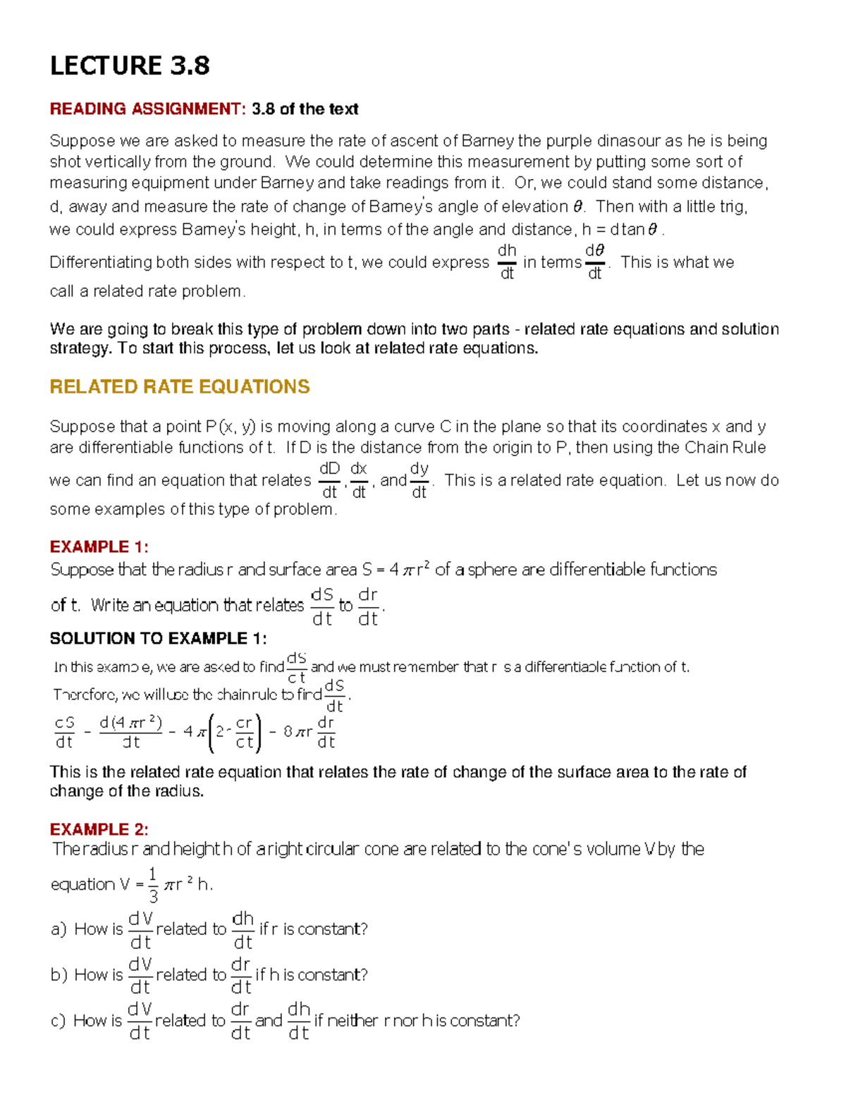 Lecture 38 - ertert - LECTURE 3. READING ASSIGNMENT: 3 of the text We are going to break this ...