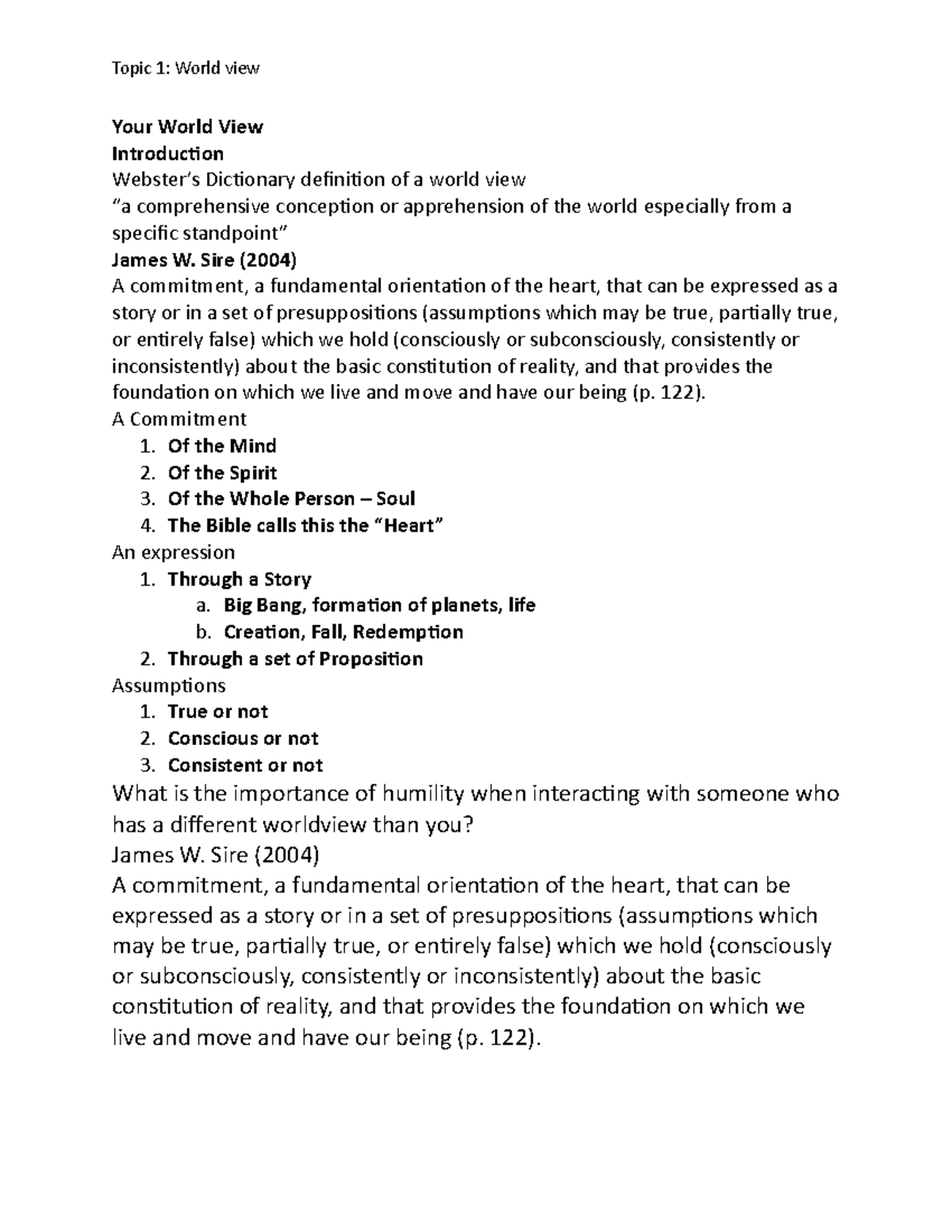 Your World View - Your World View Introduction Webster’s Dictionary ...