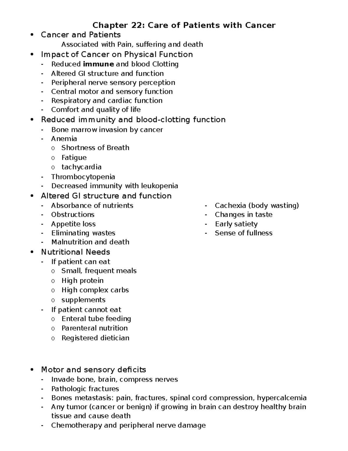 Chapter 22 - Misc - Chapter 22: Care of Patients with Cancer Cancer and ...