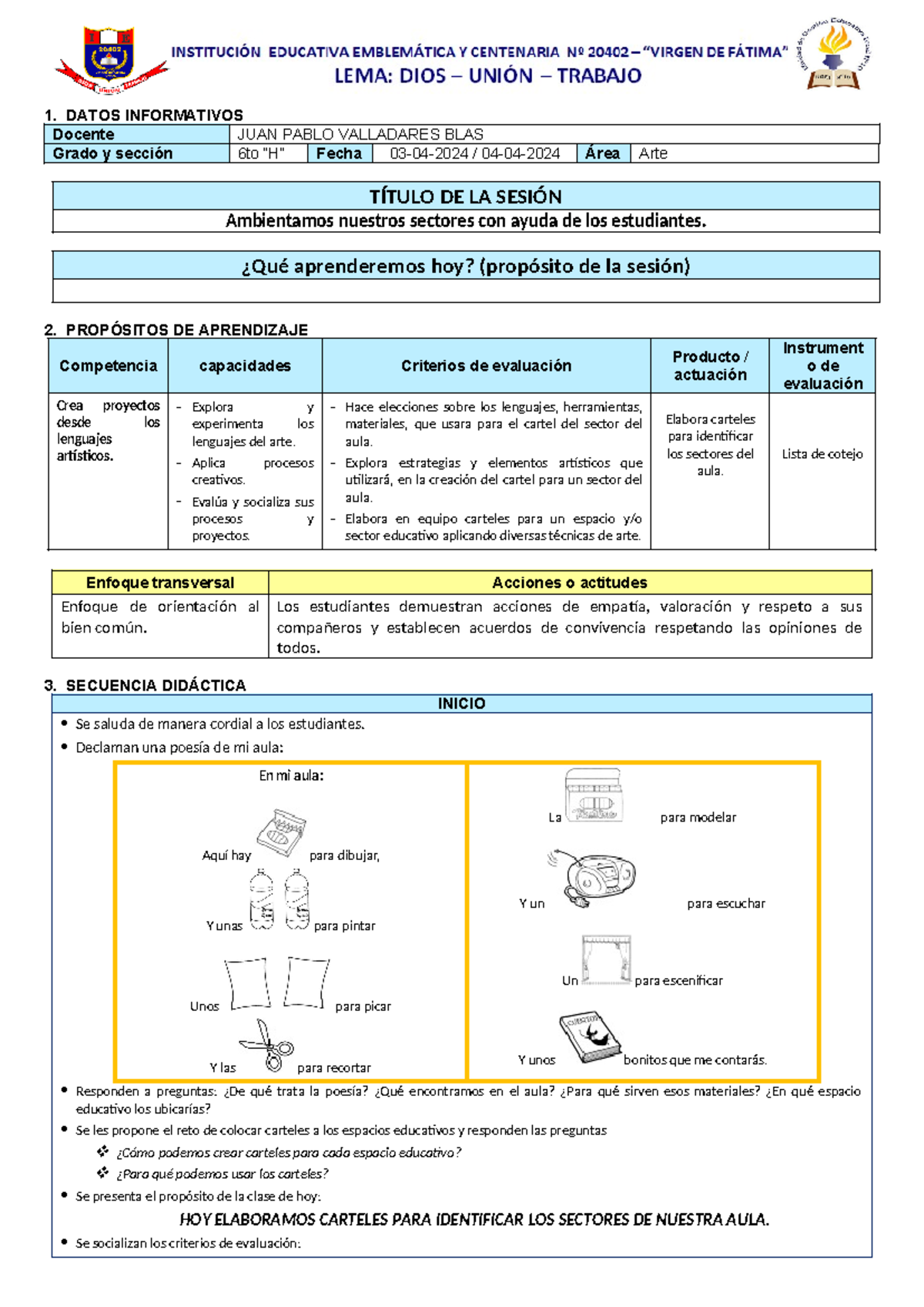 ARTE 4 - 03 Y 04 Abril - FICHA DE APLICACIÓN - ####### 1. DATOS ...