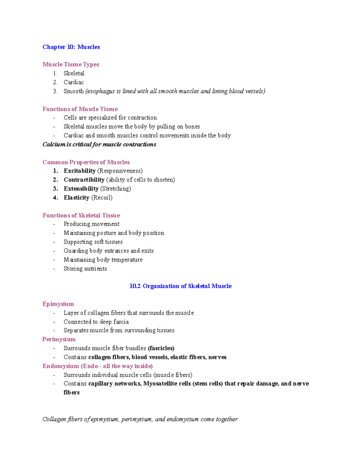 Ch. 10 Muscles - Chapter 10: Muscles Muscle Tissue Types 1. Skeletal 2 ...