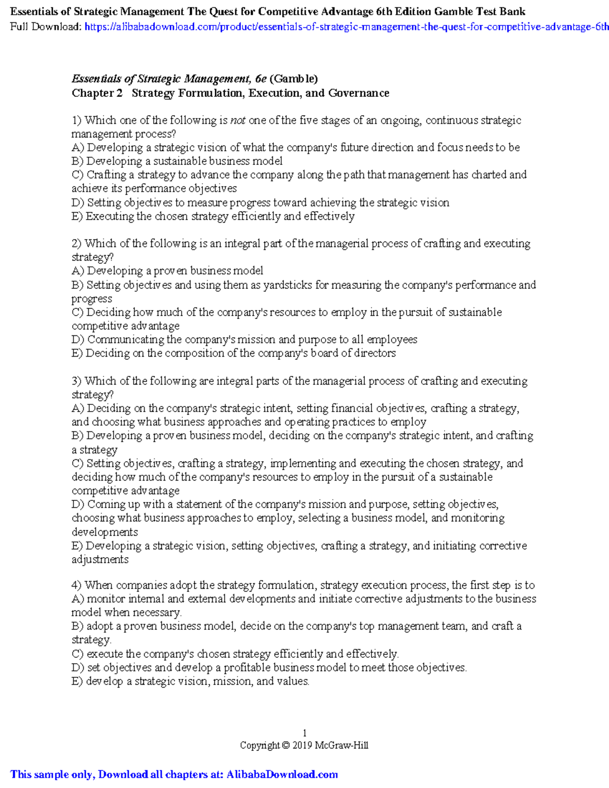 Essentials of strategic management the quest for competitive advantage ...