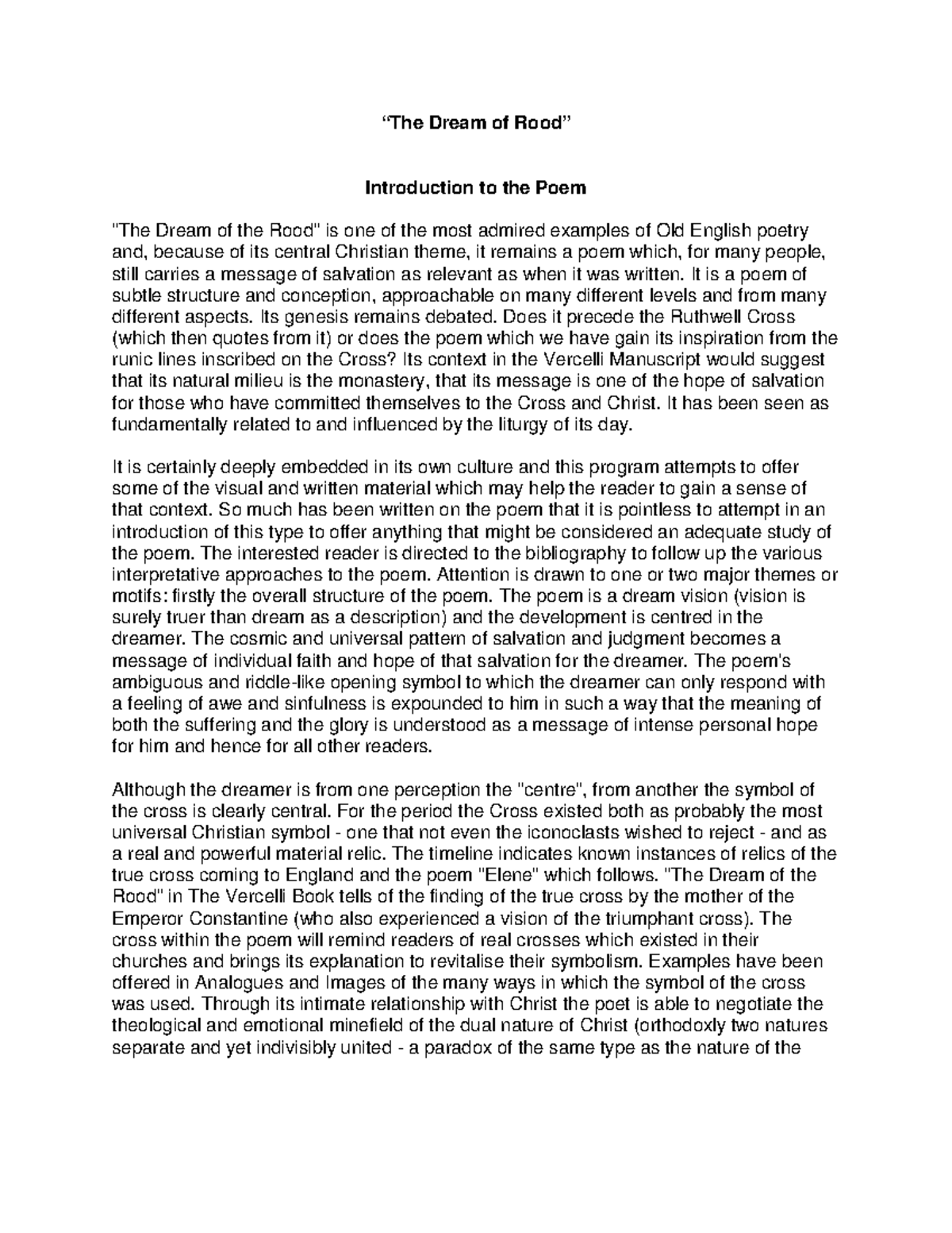 Introduction to the Poem - Source URL: english.ox.ac/oecoursepack/rood/index.html Saylor URL ...