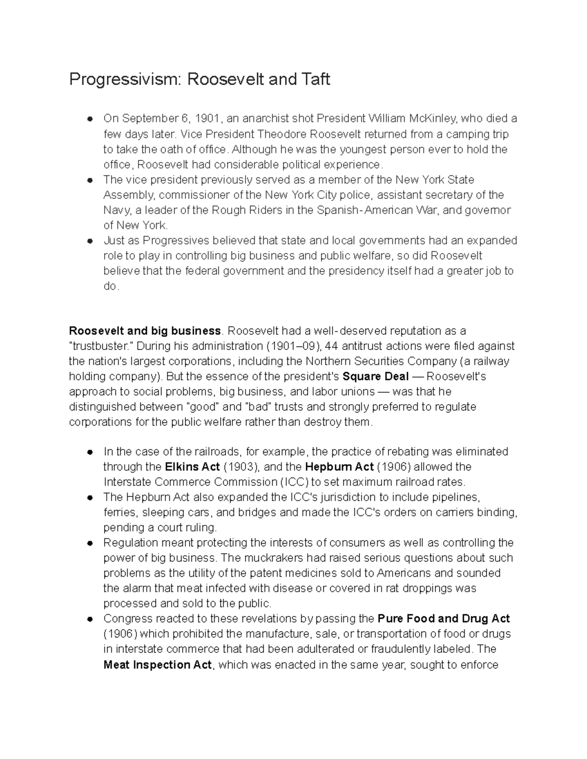 Progressivism Roosevelt and Taft - Vice President Theodore Roosevelt ...