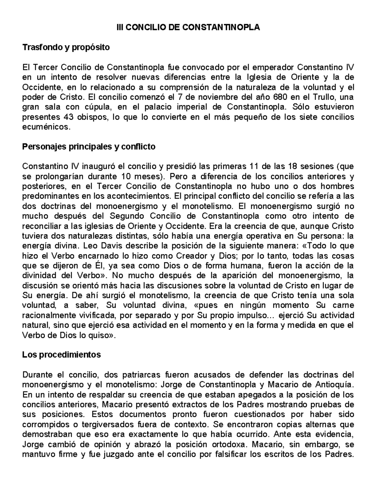 III Concilio DE Constantinopla - III CONCILIO DE CONSTANTINOPLA ...