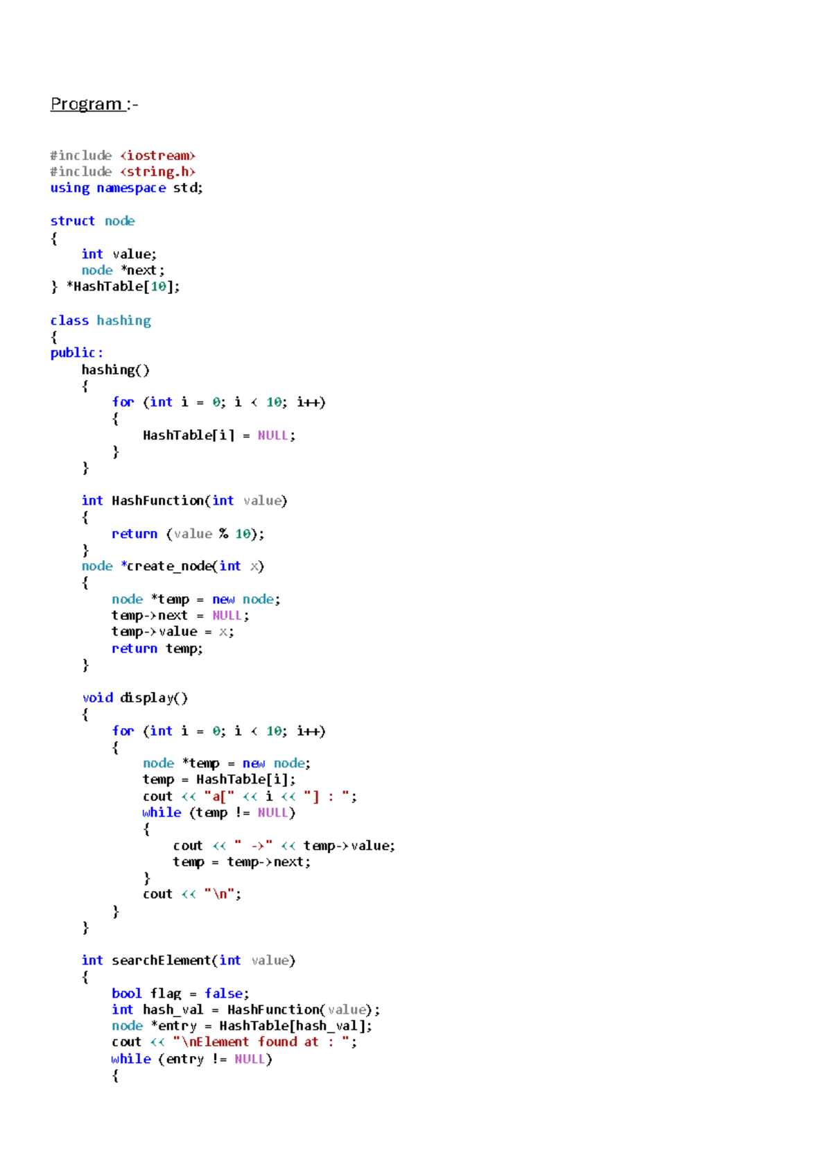 Program-1 - Program :- #include #include using namespace std; struct - Studocu