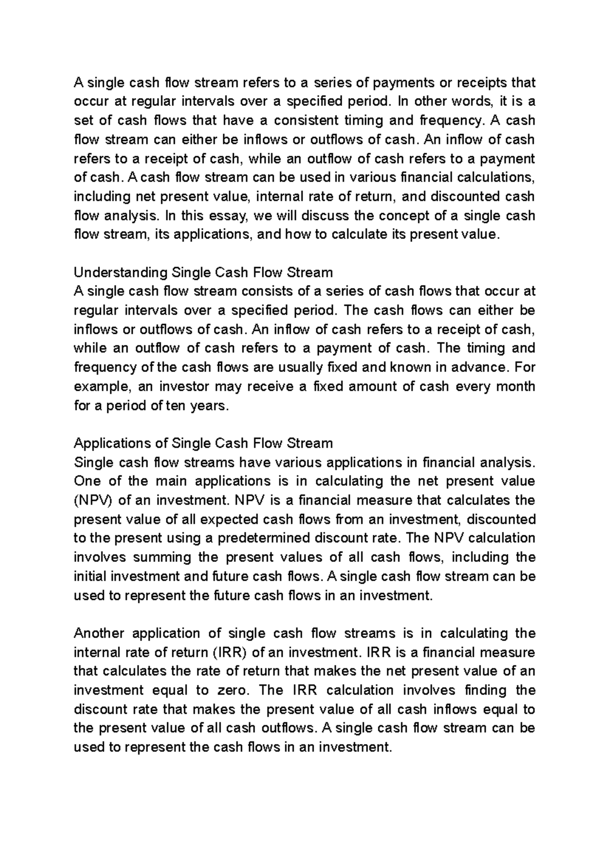 Lecture Notes Single cash flow stream Fundamentals of Finance - A ...