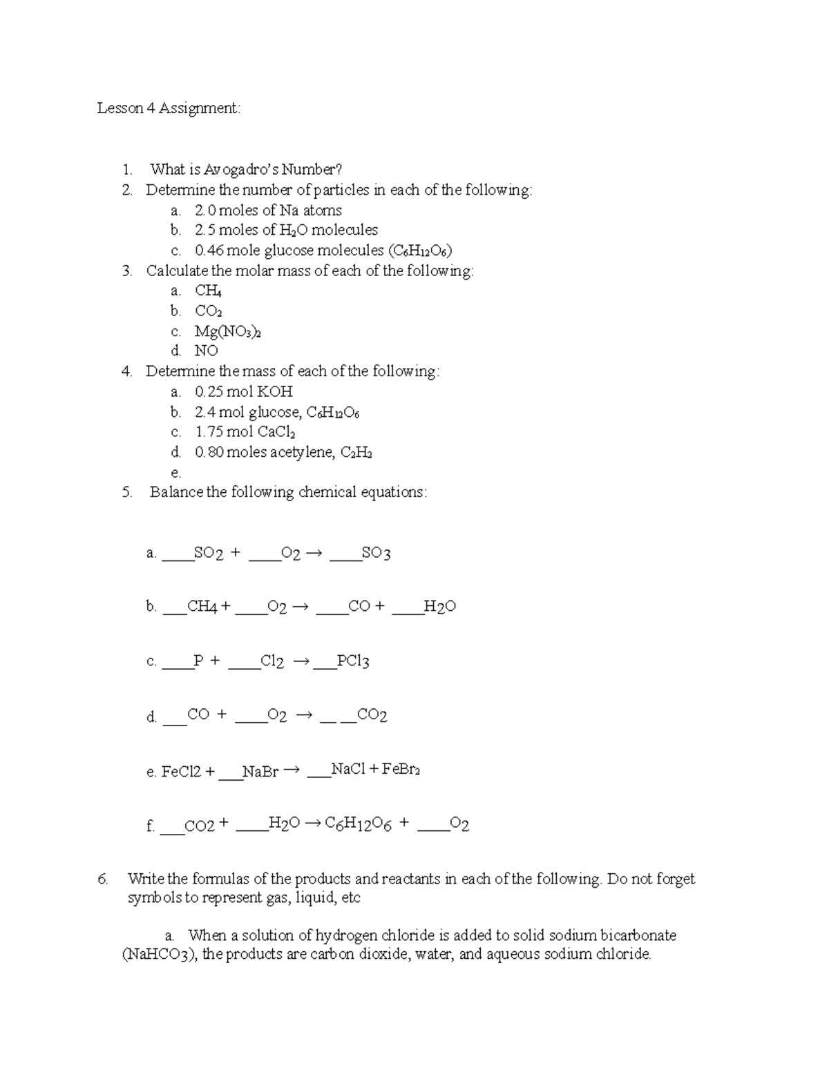 Lesson 4 Assignment - Lesson 4 Assignment: What is Avogadro’s Number? Determine the number of ...