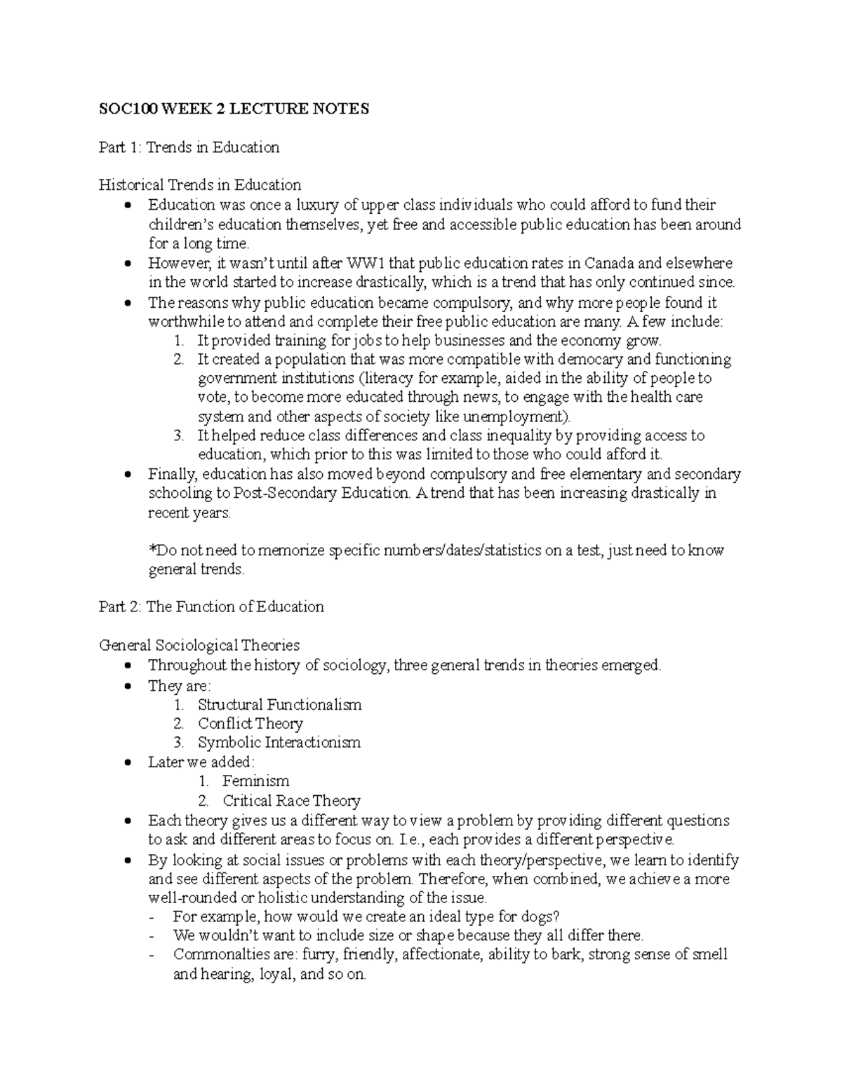 SOC100 WEEK 2 Lecture Notes - SOC100 WEEK 2 LECTURE NOTES Part 1 ...