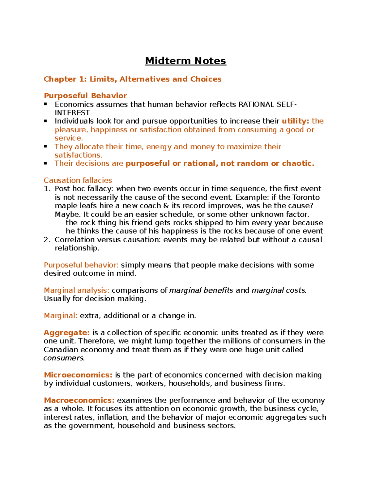 ECN Midterm Notes - Midterm Notes Chapter 1: Limits, Alternatives and ...