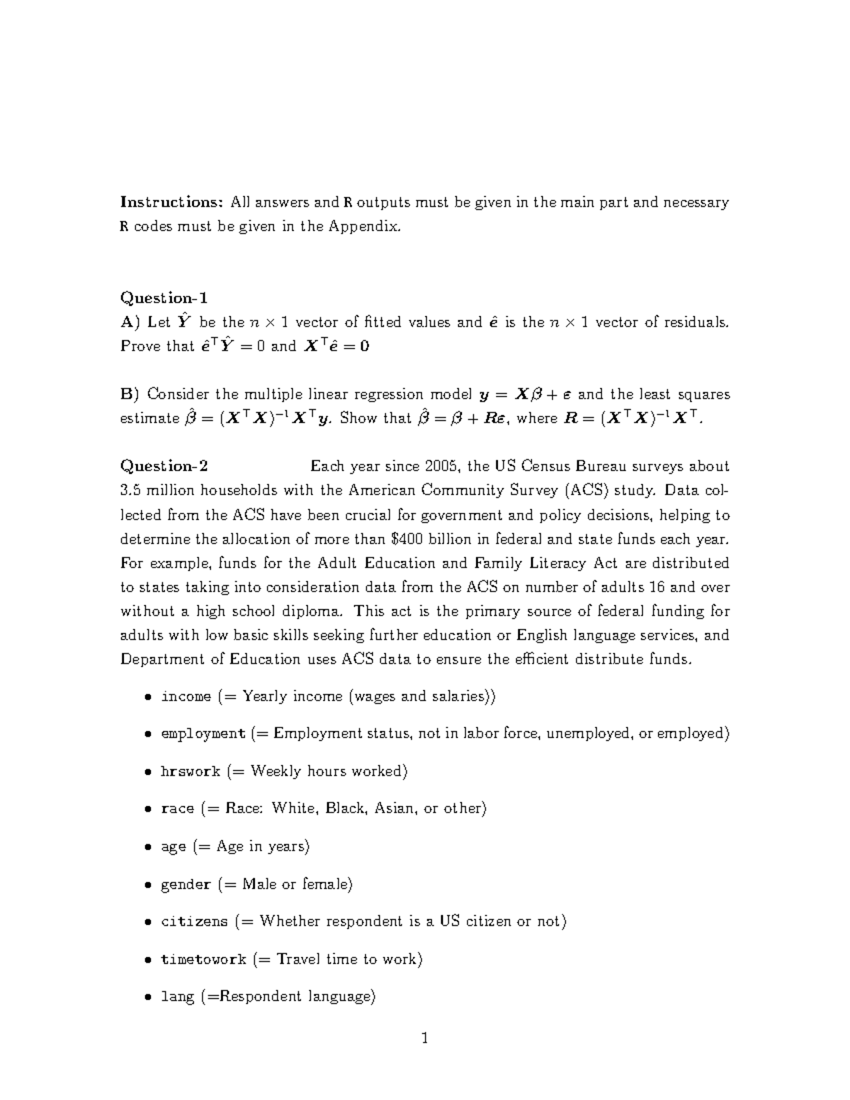 Applied Statistical Analysis - STAT-3103: Applied Statistical Analysis ...