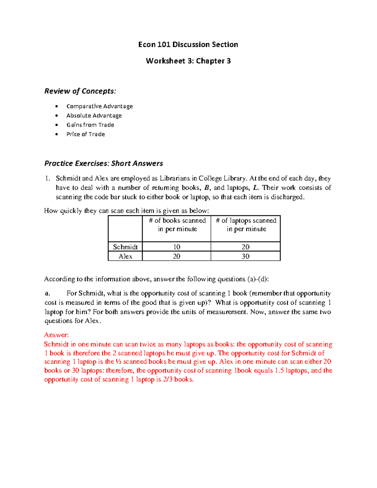 Econ 101 Discussion Worksheet Ch3 with Answers - Econ 101 Discussion ...
