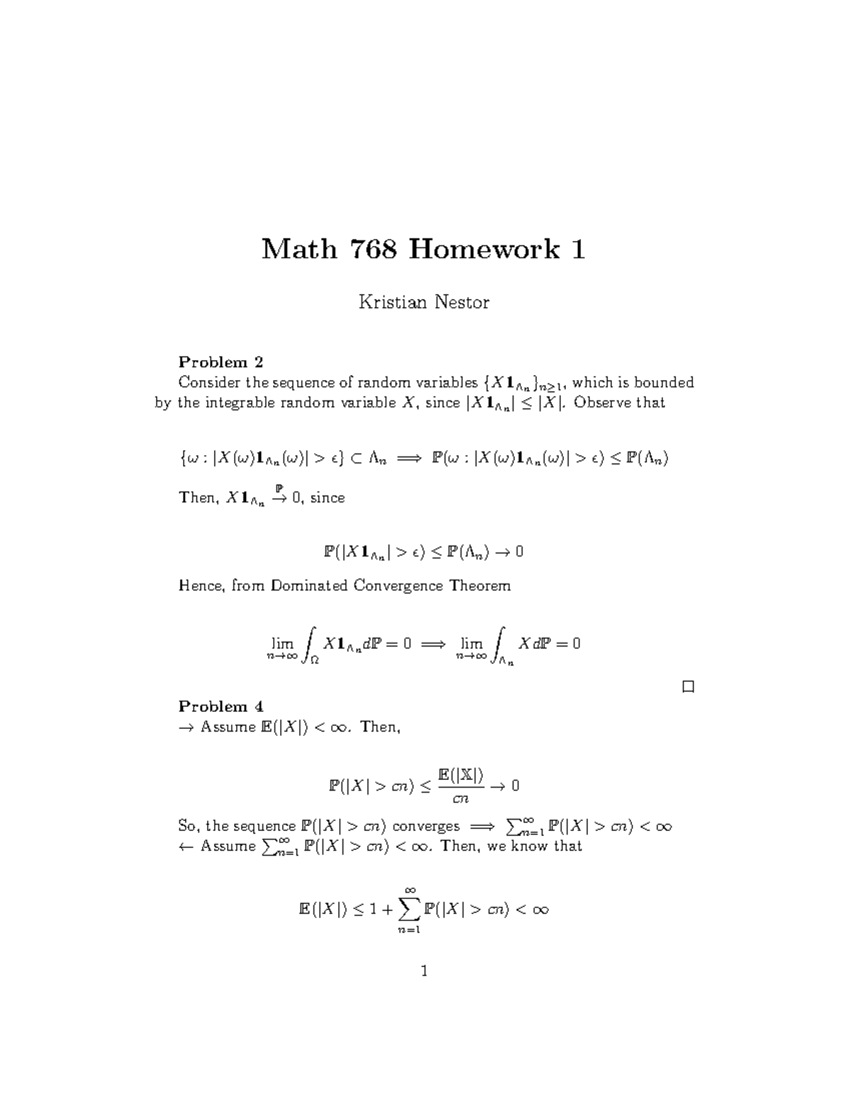 Math 768 HW2 - Solutions of Kai Lai Chung 2nd Edition Chapter 3 - Math ...