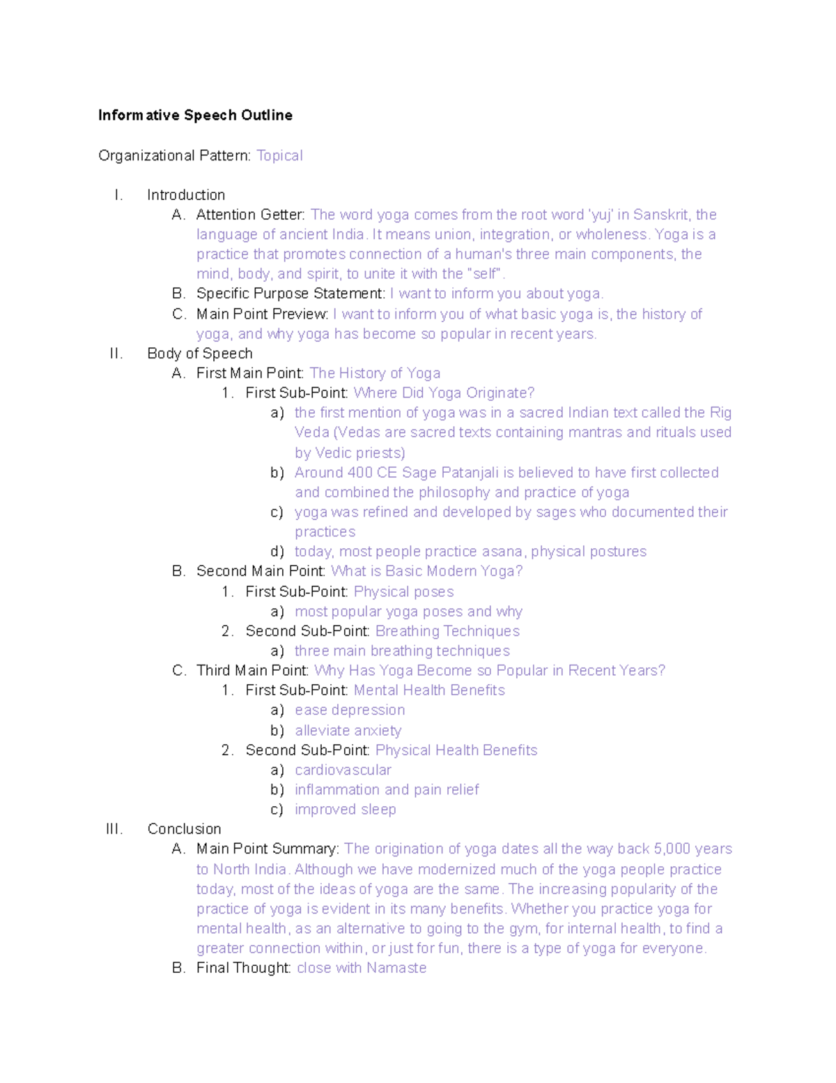 Informative Speech Outline and References - Informative Speech Outline ...