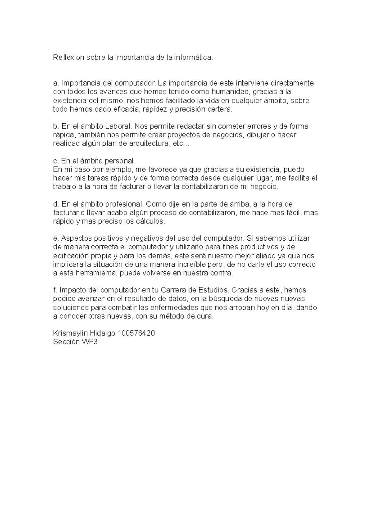 Copia de Documento - Reflexion sobre la importancia de la informática ...