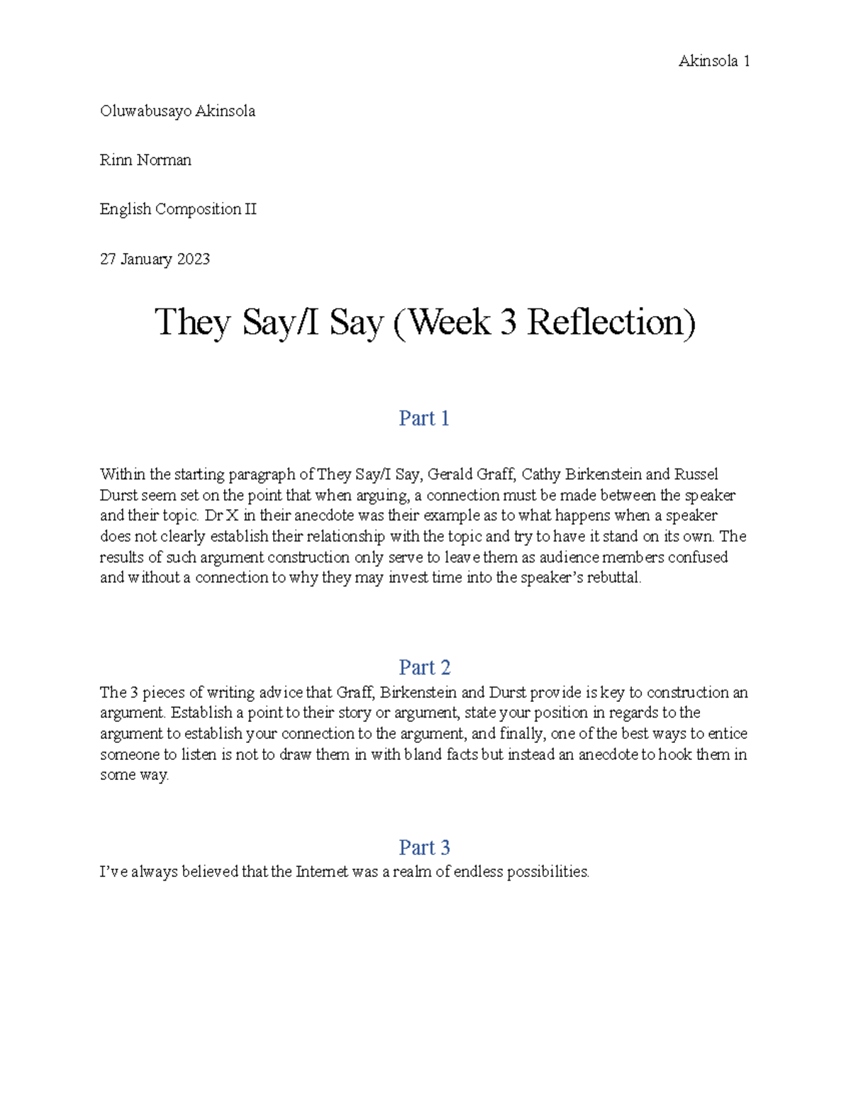 Book Work(In Class) - English Comp II Course Work - Akinsola 1 ...