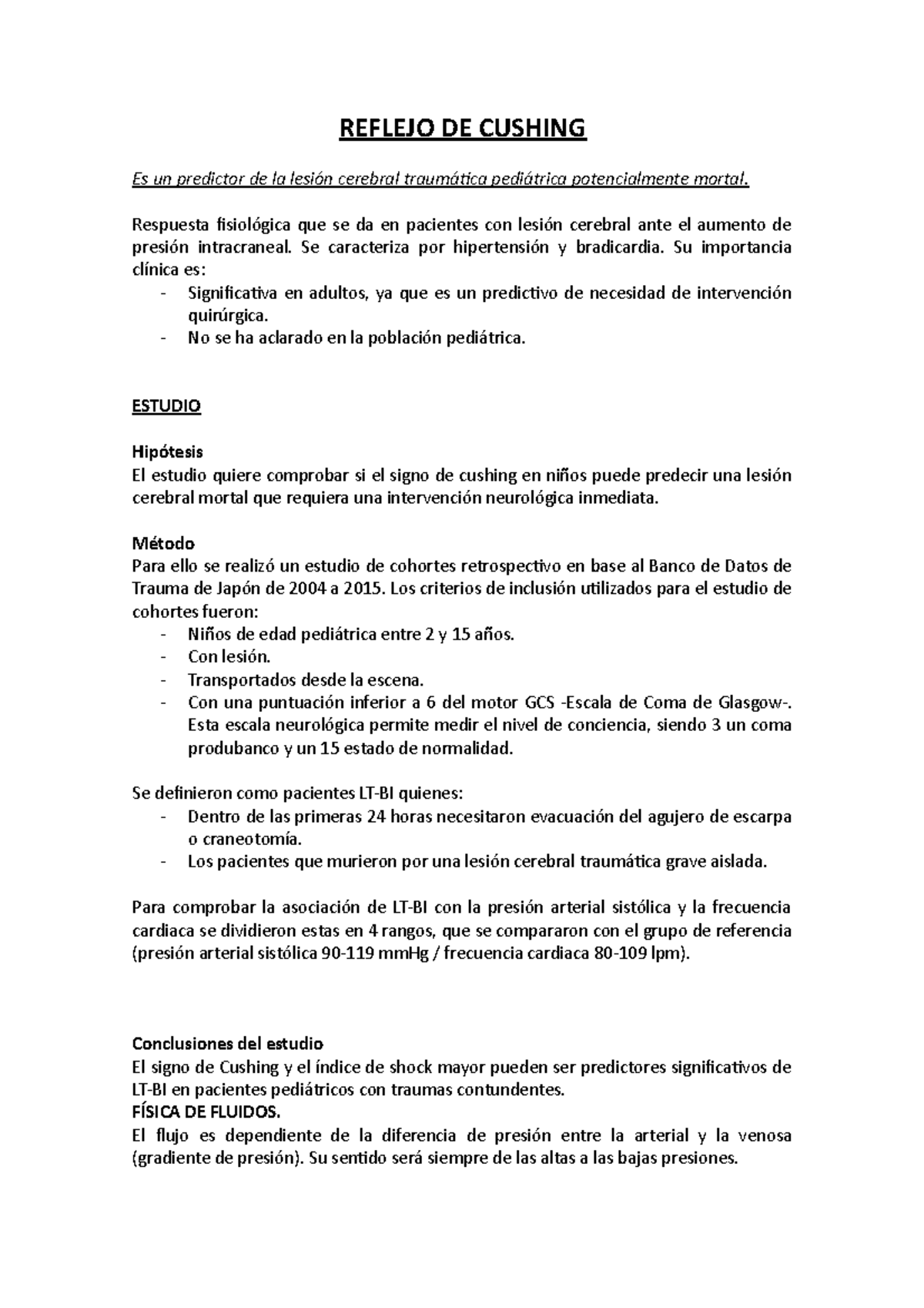 Reflejo DE Cushing - REFLEJO DE CUSHING Es un predictor de la lesión ...