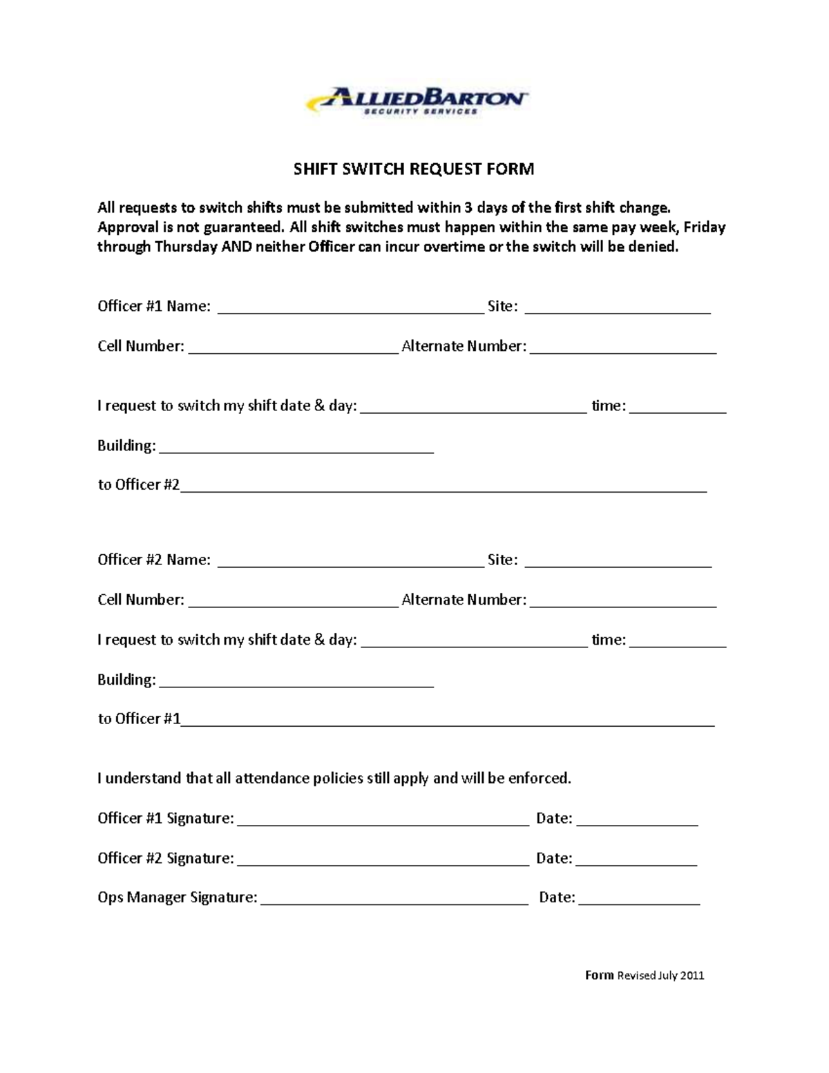 Switch shift request - This is the procedure for that method - SHIFT ...