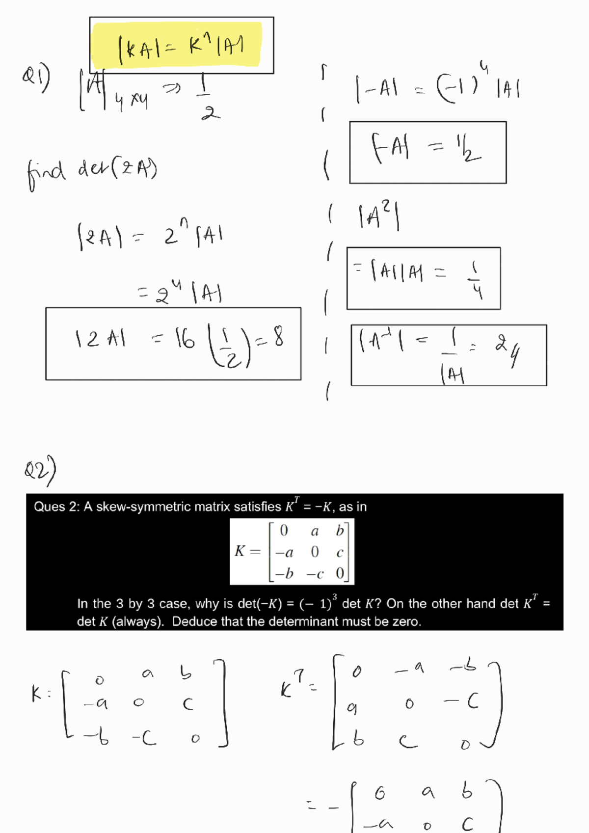 Determinants questions solved - Q1) 1 is I (1) 14 2 1 find der(ZA ...