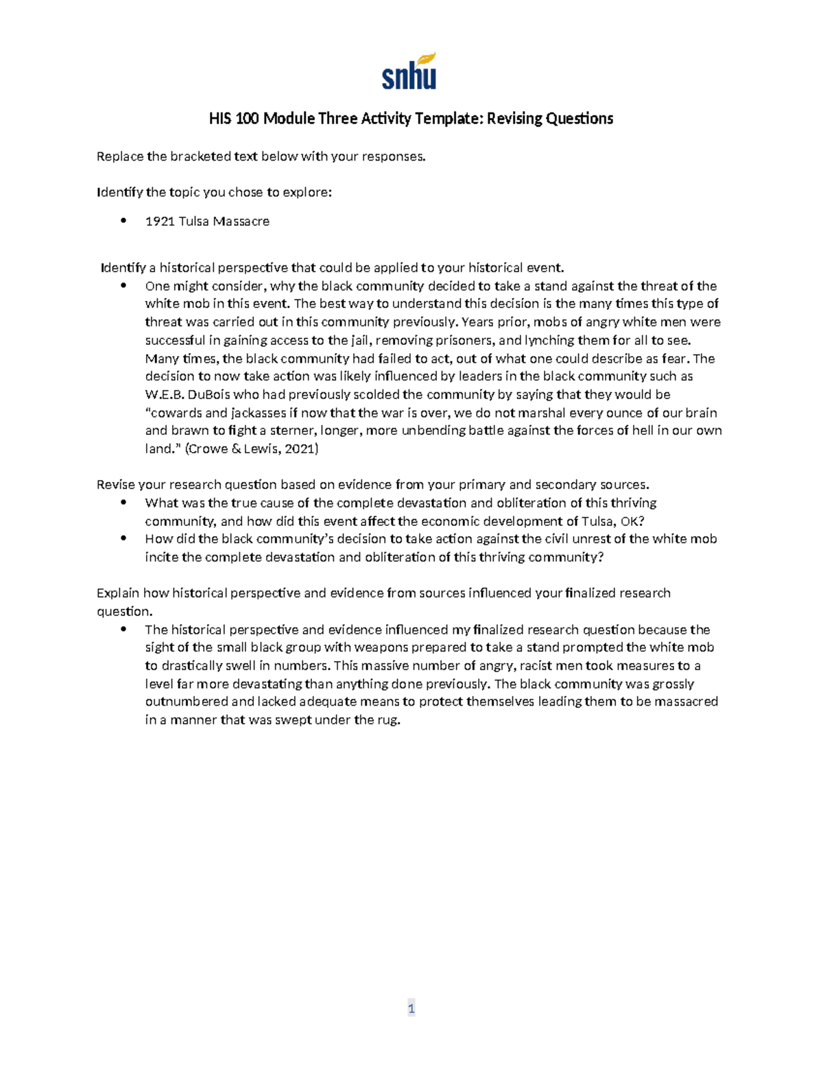 HIS 100 Module Three Revising Questions - HIS 100 Module Three Activity ...