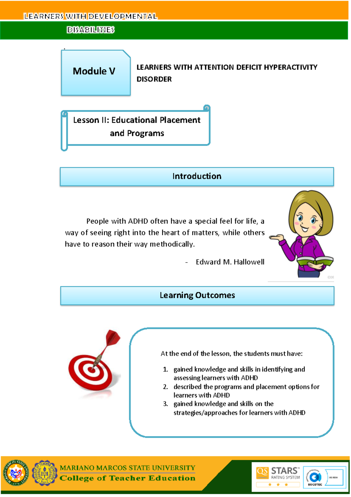 UNIT V Lesson 2 ADHD Educational Programs - . Lesson II: Educational ...
