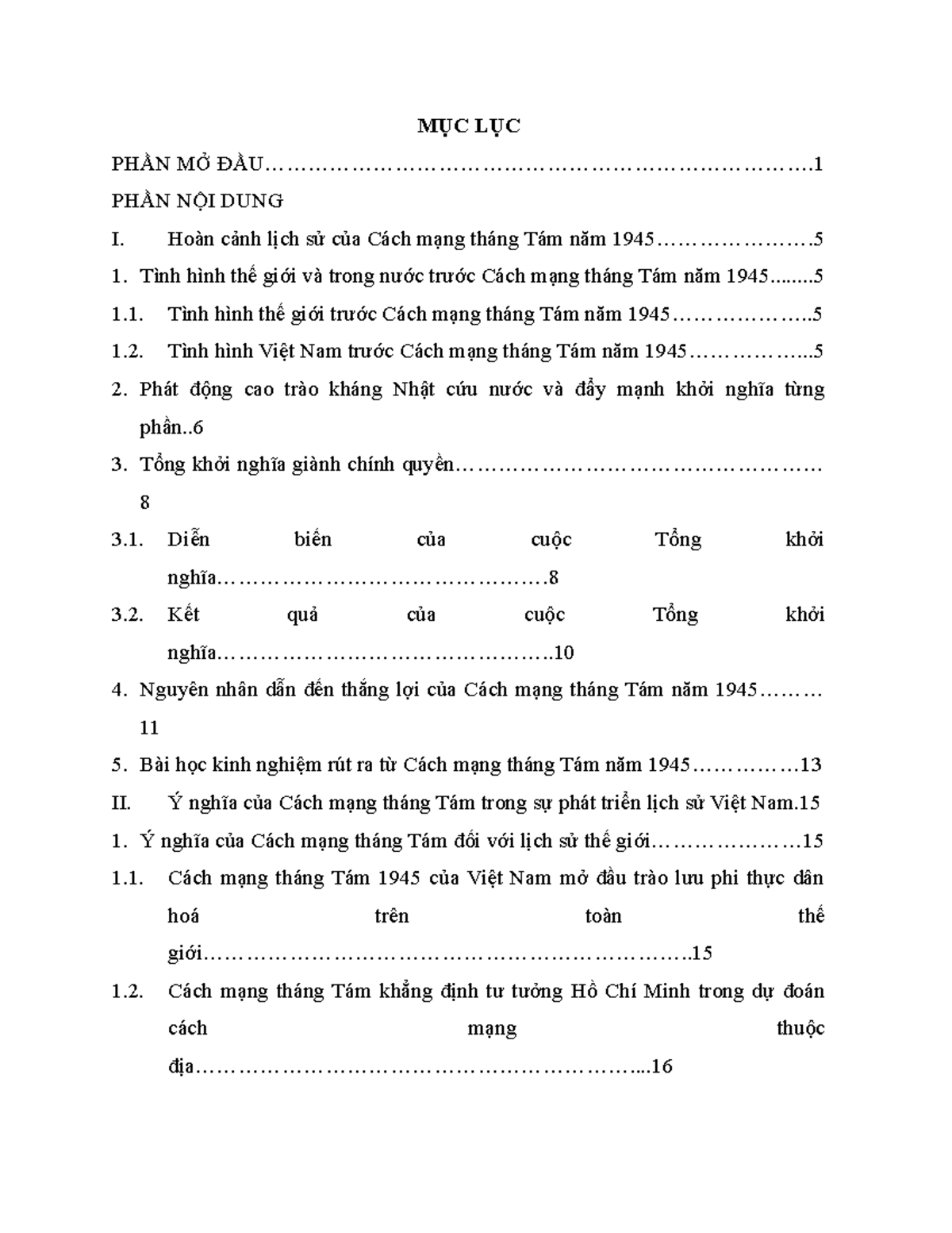 MỤC LỤC - bjgu - MỤC LỤC PHẦN MỞ - Studocu