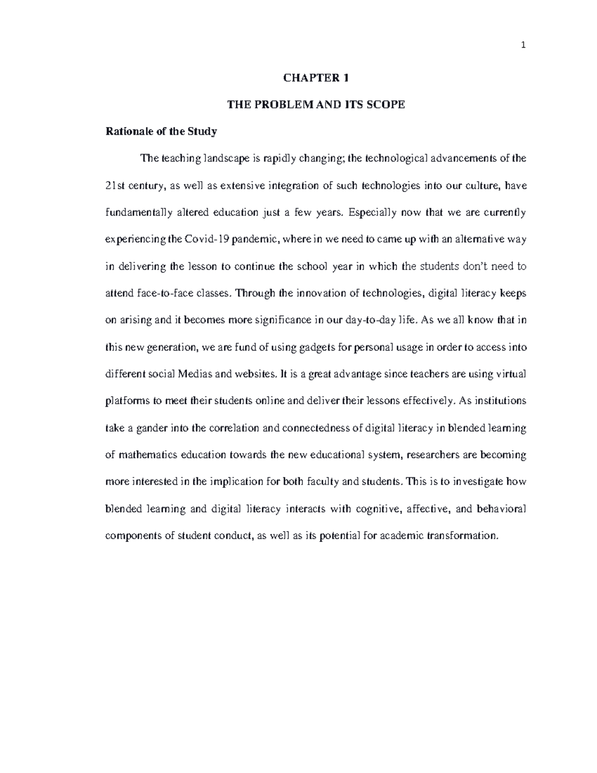 Chapter-1 - Practical research in Mathematics - CHAPTER 1 THE PROBLEM ...