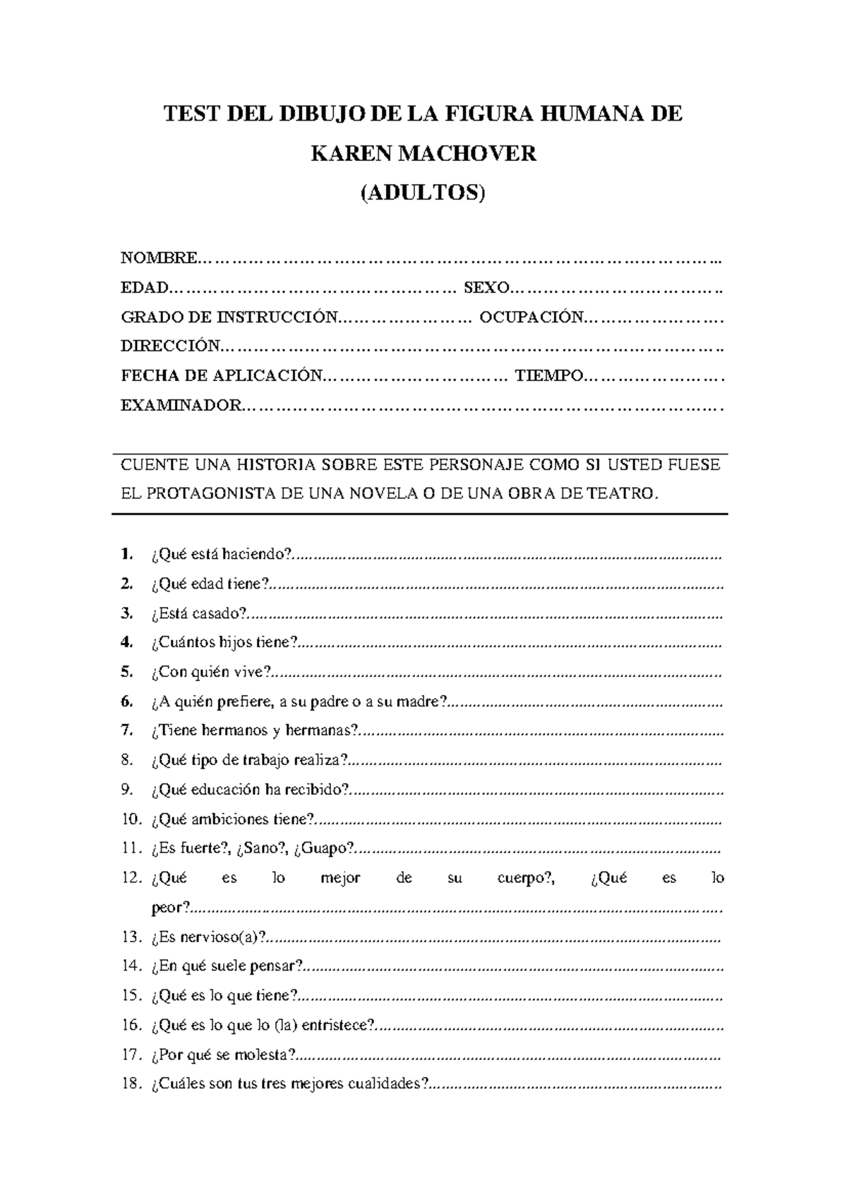 Machover - Cuestionario para adultos - TEST DEL DIBUJO DE LA FIGURA ...