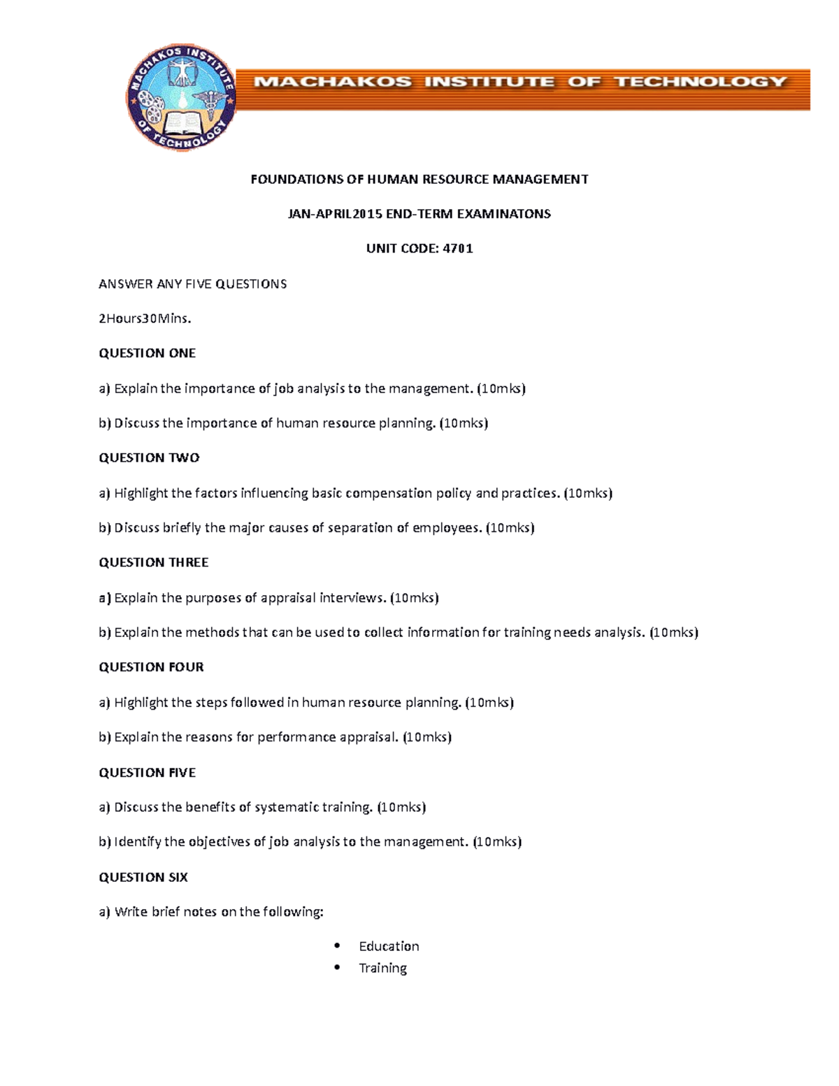 Foundations-of-human-resource-management paper - FOUNDATIONS OF HUMAN ...