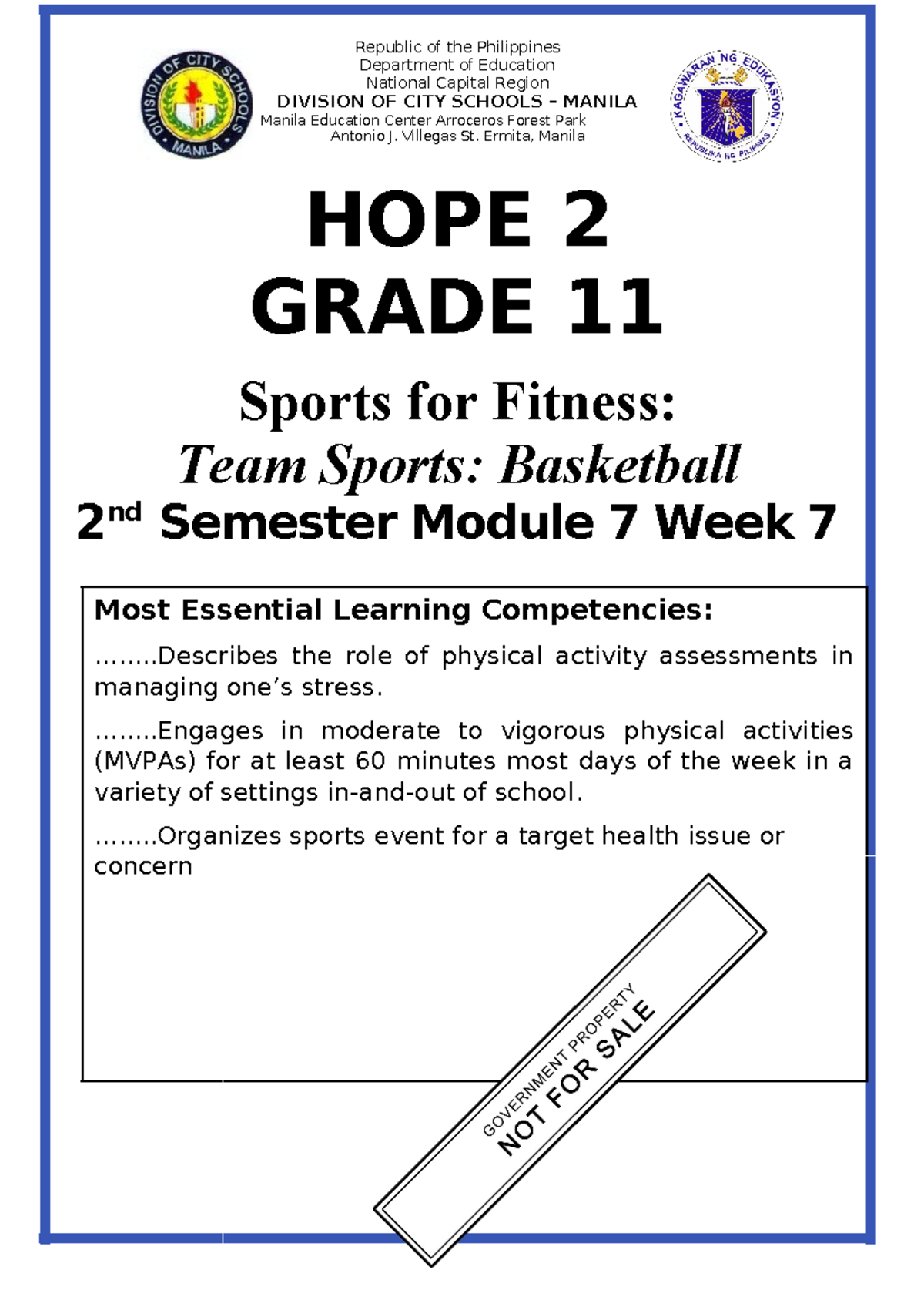 HOPE PHYSICAL EDUCATION - Republic of the Philippines Department of ...