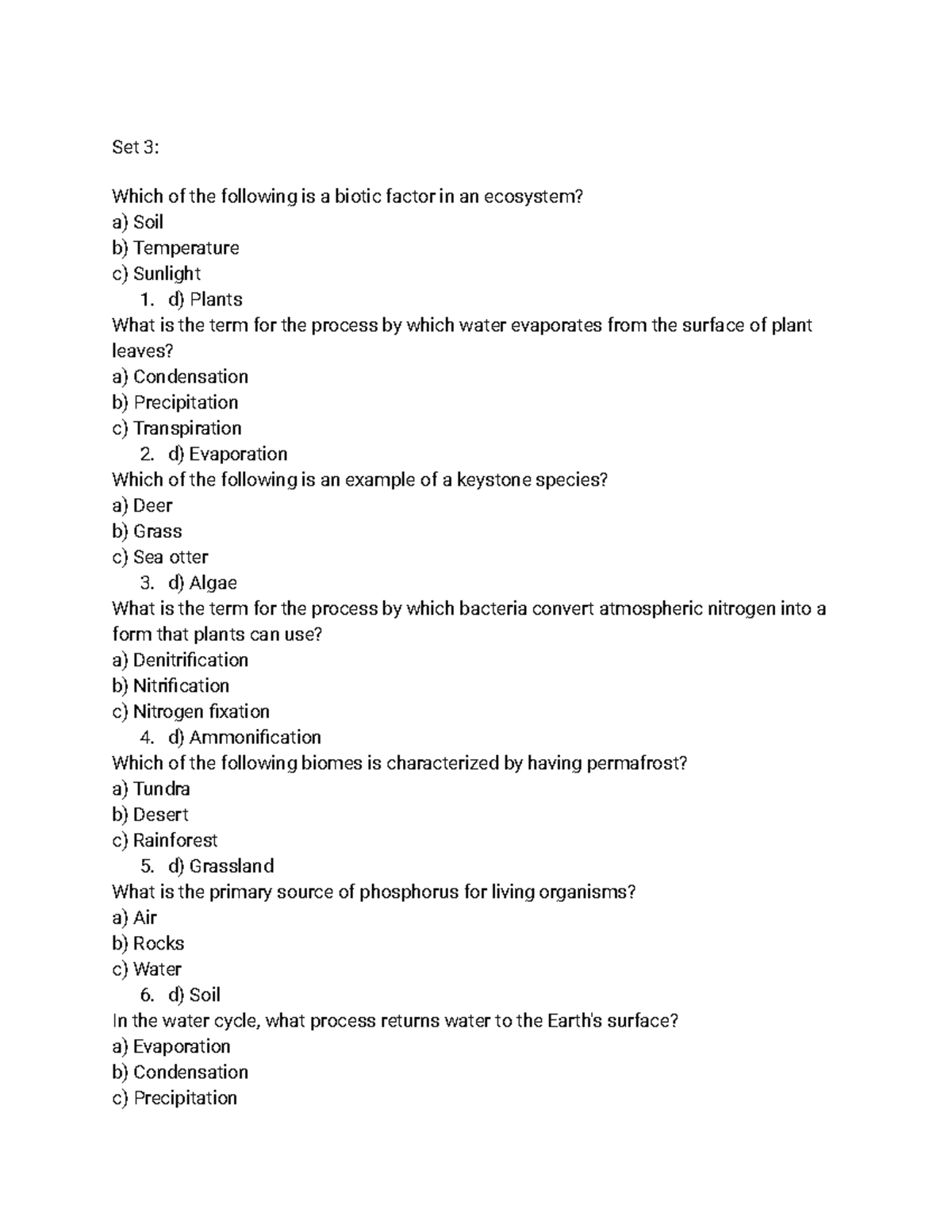 Ecology 3 - Quiz - Set 3: Which of the following is a biotic factor in ...