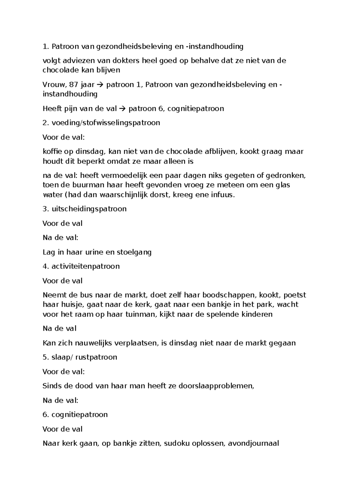 Patronen van gordon OG - Patroon van gezondheidsbeleving en ...