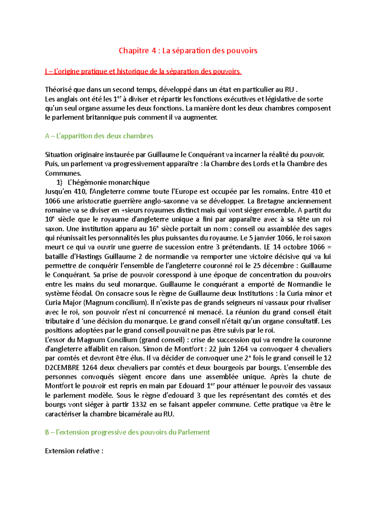 Chapitre 4 - droit constit chap 4 - Chapitre 4 : La séparation des ...