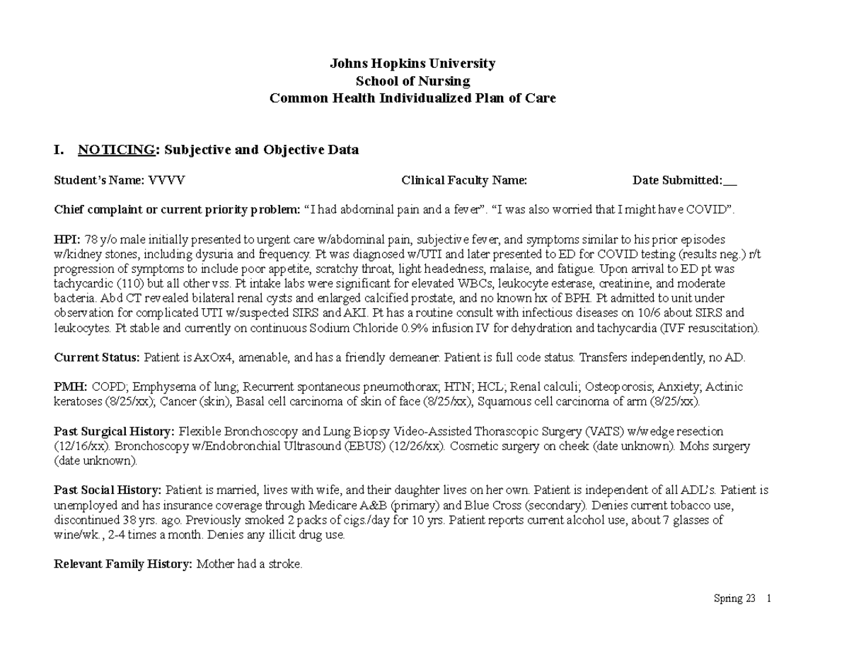 IPOC 2023 sample - Johns Hopkins University School of Nursing Common ...