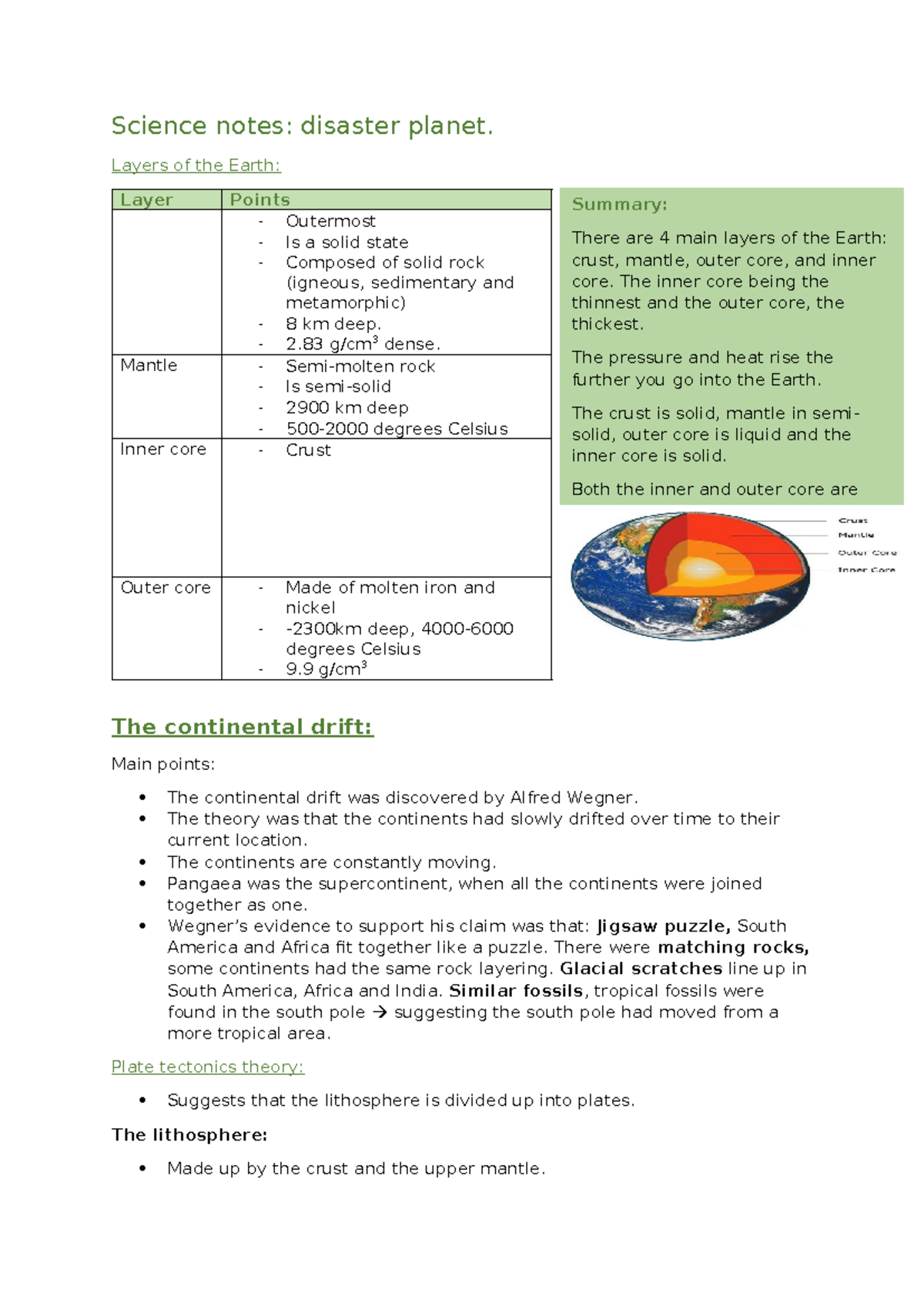 Disaster planet notes - helpful - Science notes: disaster planet ...