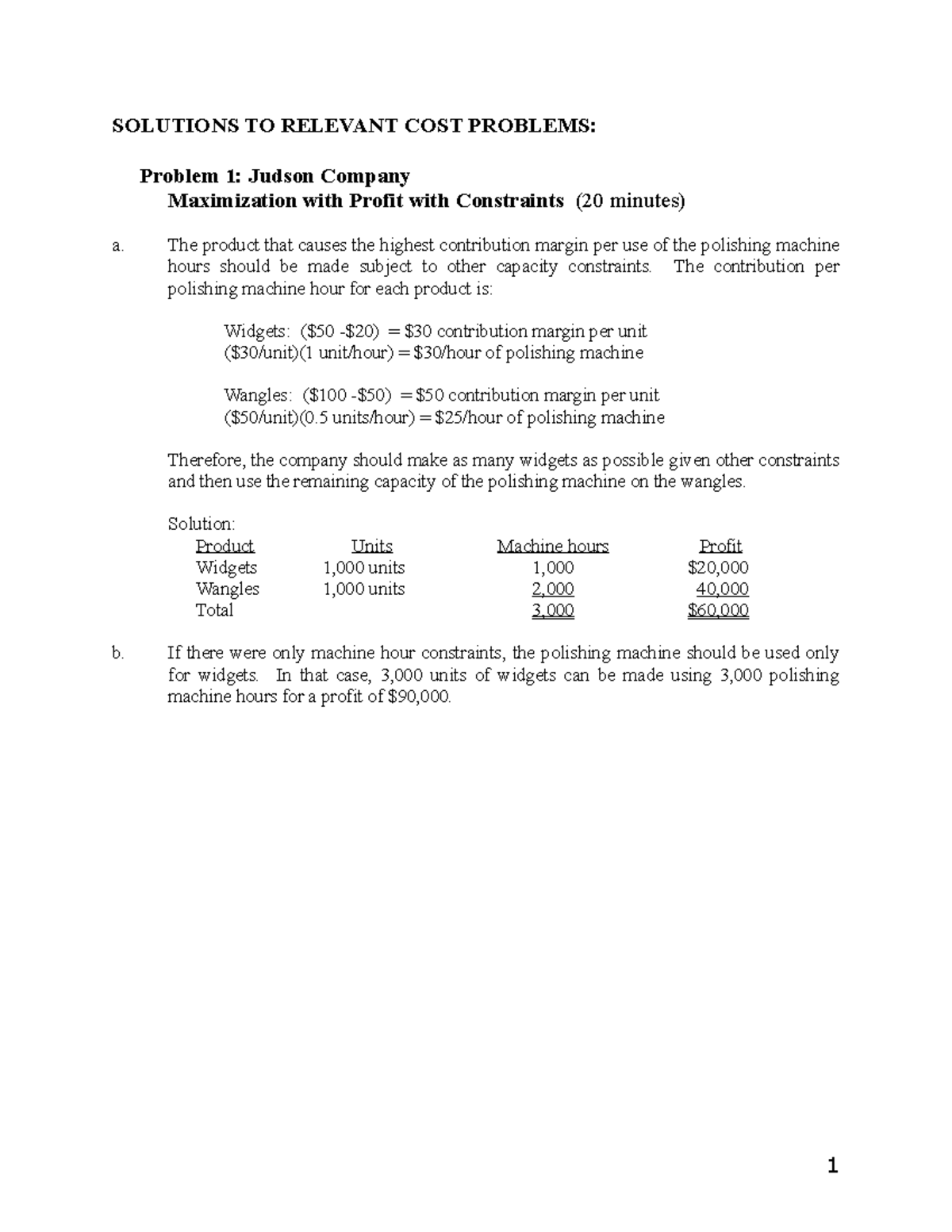 Solutions TO Relevant COST Problems - SOLUTIONS TO RELEVANT COST ...