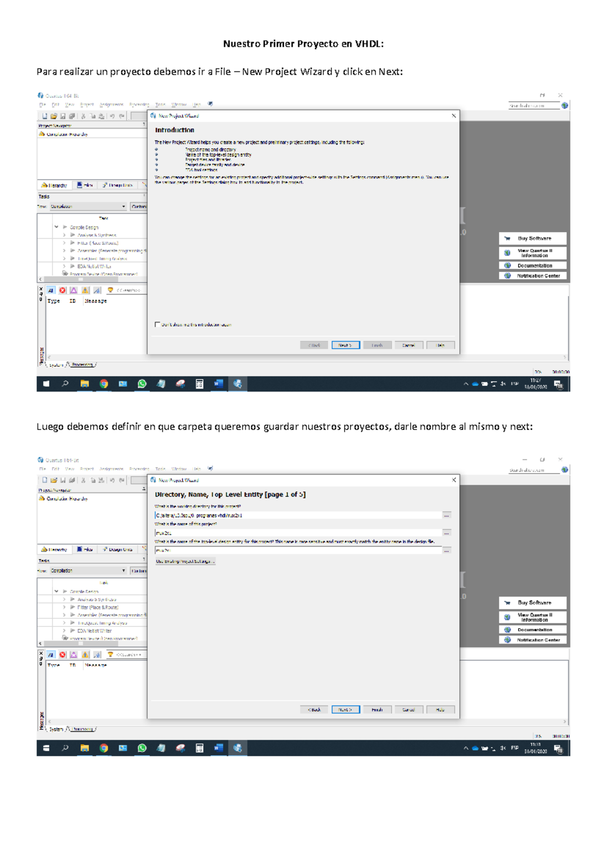 Proyecto en VHDL - examen ejercicios - Nuestro Primer Proyecto en VHDL: Para realizar un ...