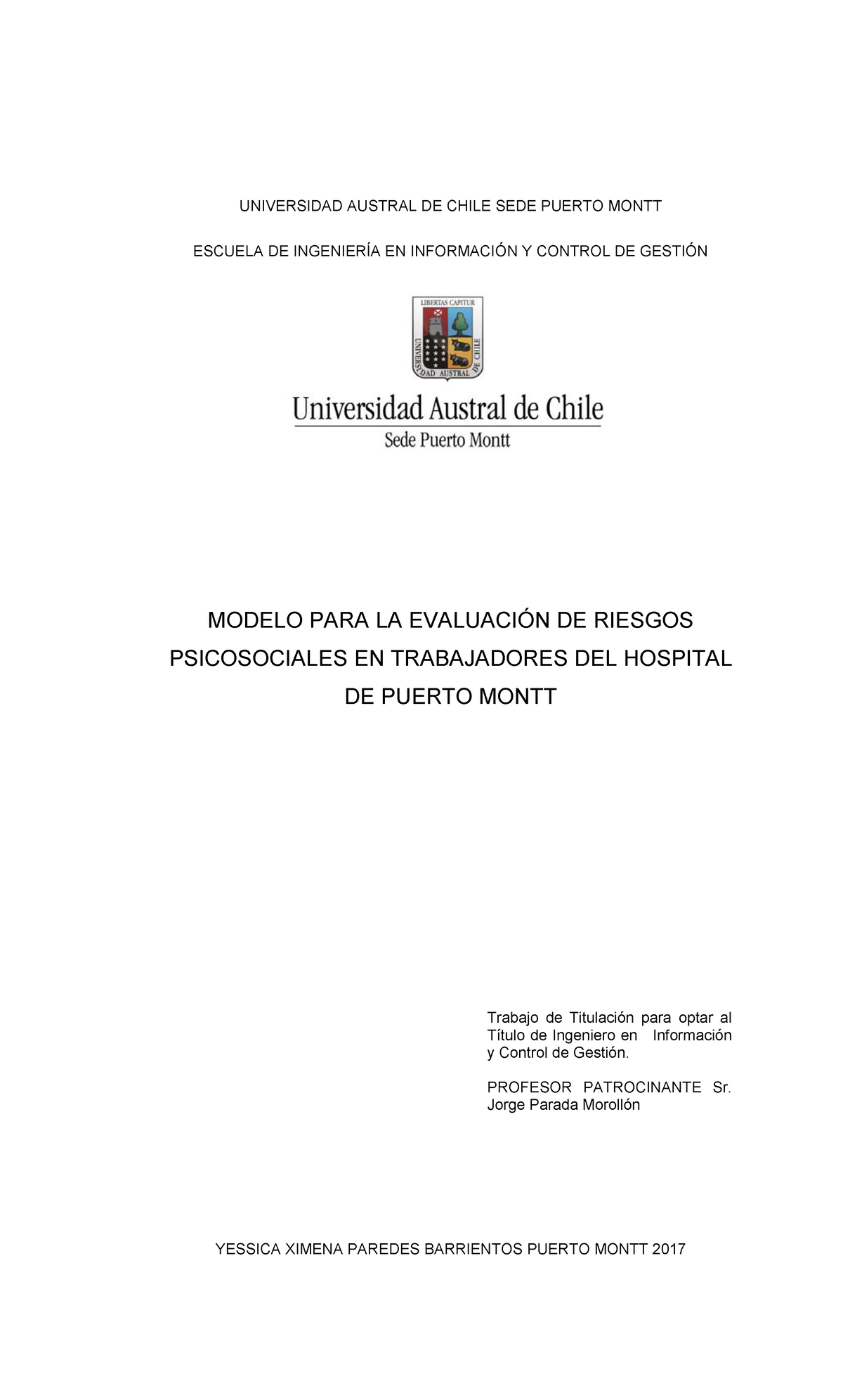 UNIV Austral DE Chile - ccc - UNIVERSIDAD AUSTRAL DE CHILE SEDE PUERTO ...