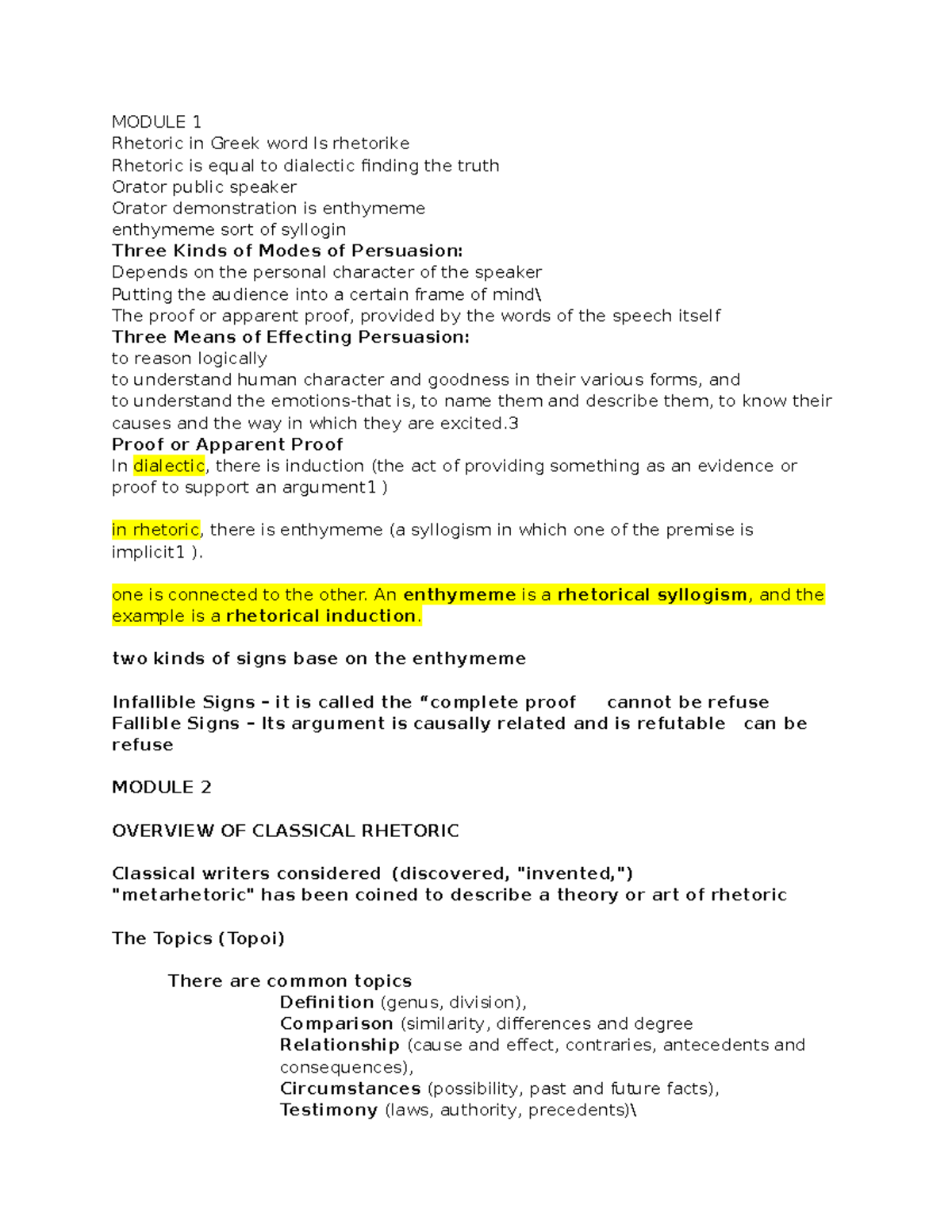 Module 1 - ada223231 - MODULE 1 Rhetoric in Greek word Is rhetorike ...