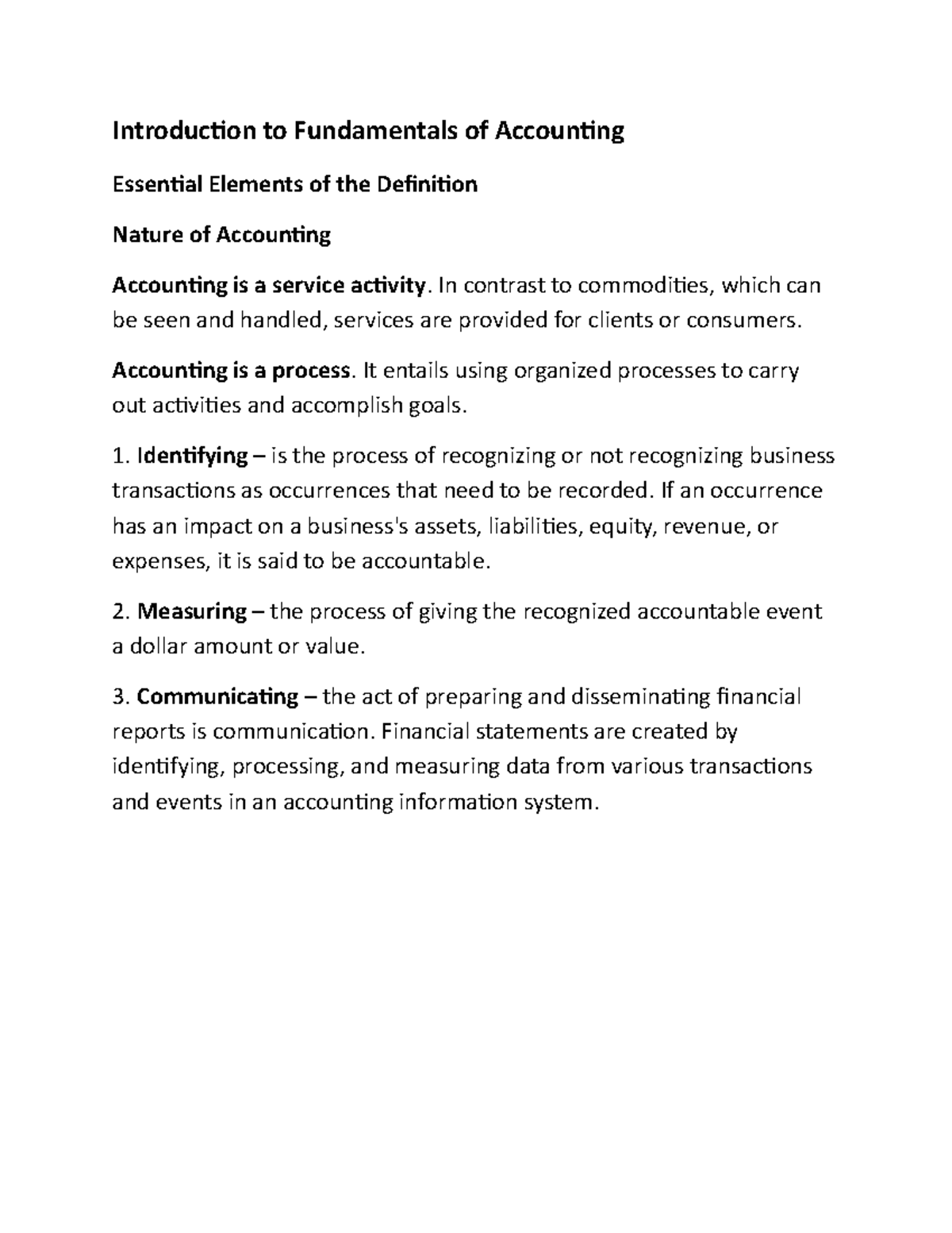 Lesson 1-Fundamentals of Accounting - Introduction to Fundamentals of Accounting Essential ...