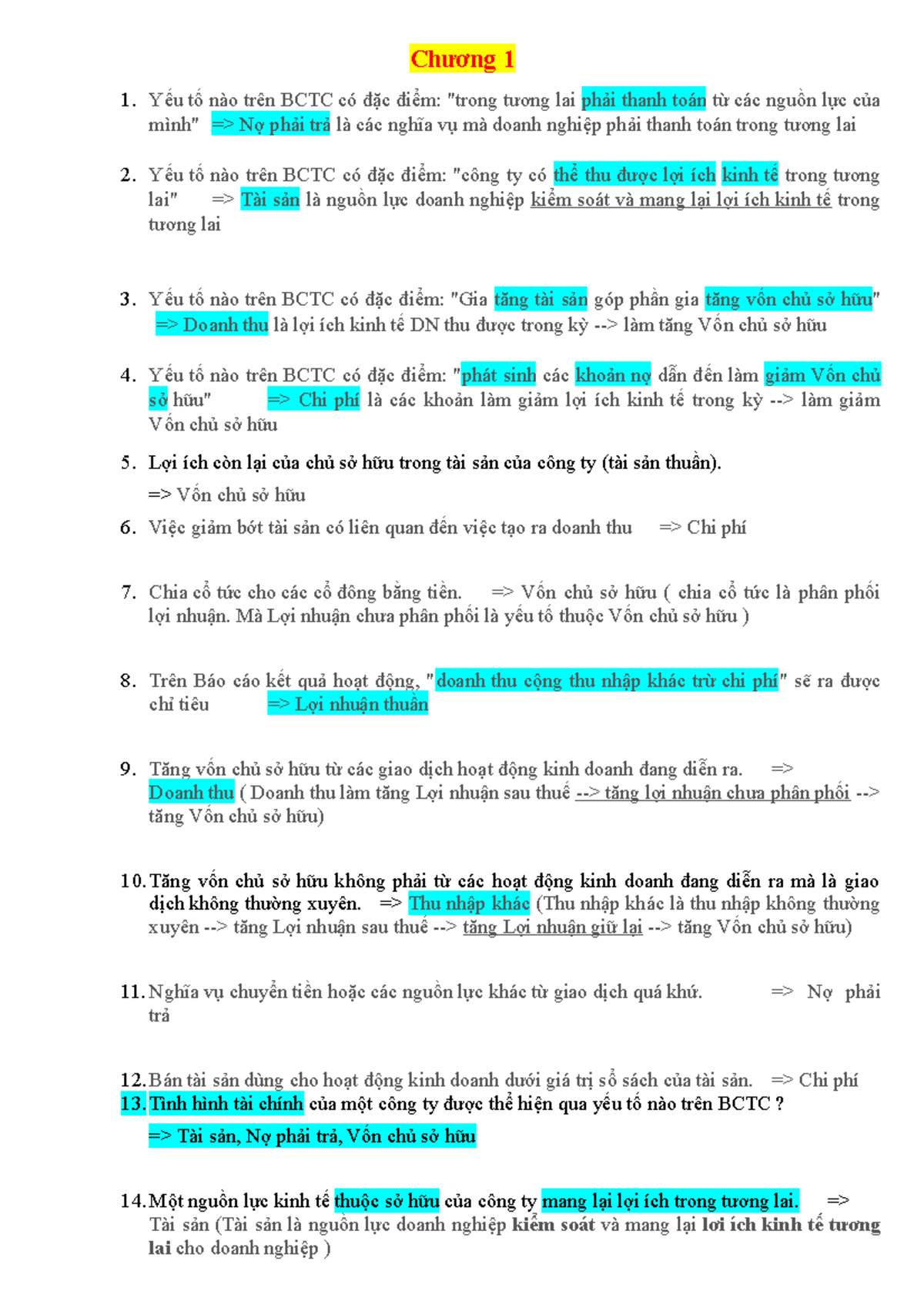 BT- Chuyên-CẦN - vghg - Chương 1 Yếu tố nào trên BCTC có đặc điểm ...