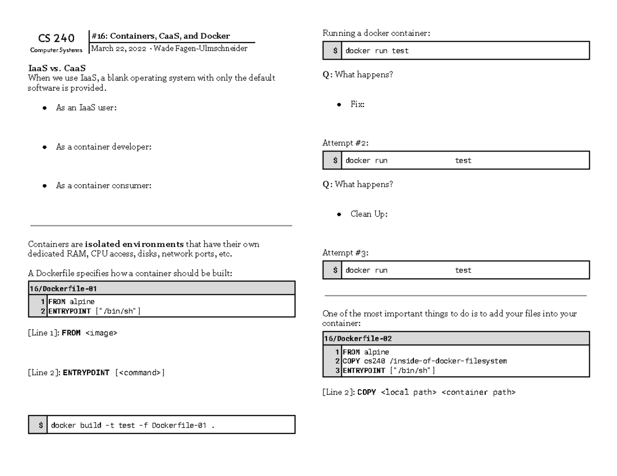 Cs240sp22 - 16 - Containers, Caa S and Docker - CS 240 Computer Systems ...